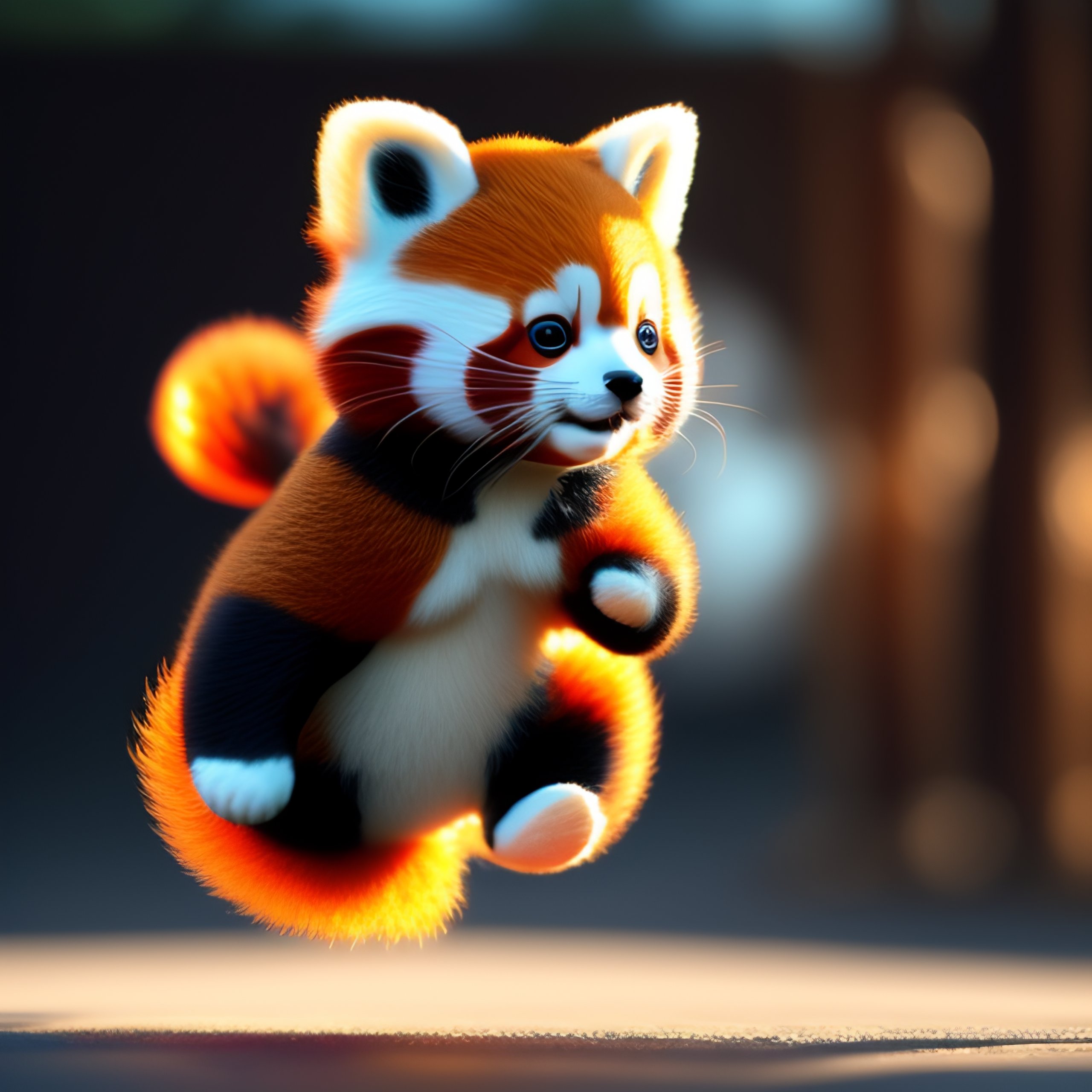 Lexica - Cute small humanoid cat red panda, , wearing a military cap ...