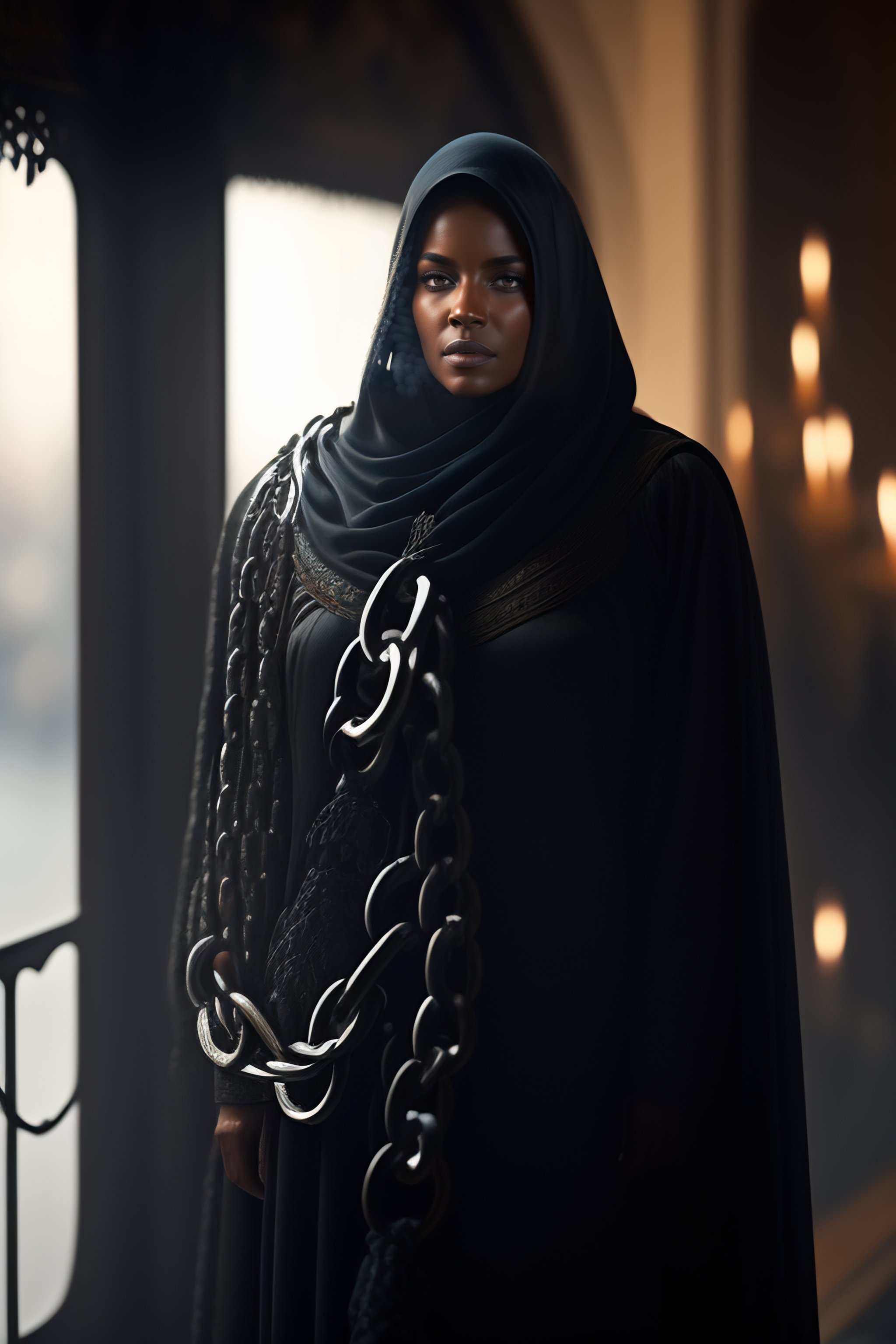 Lexica - A terrifying and realistic picture of a ghost in chains HD