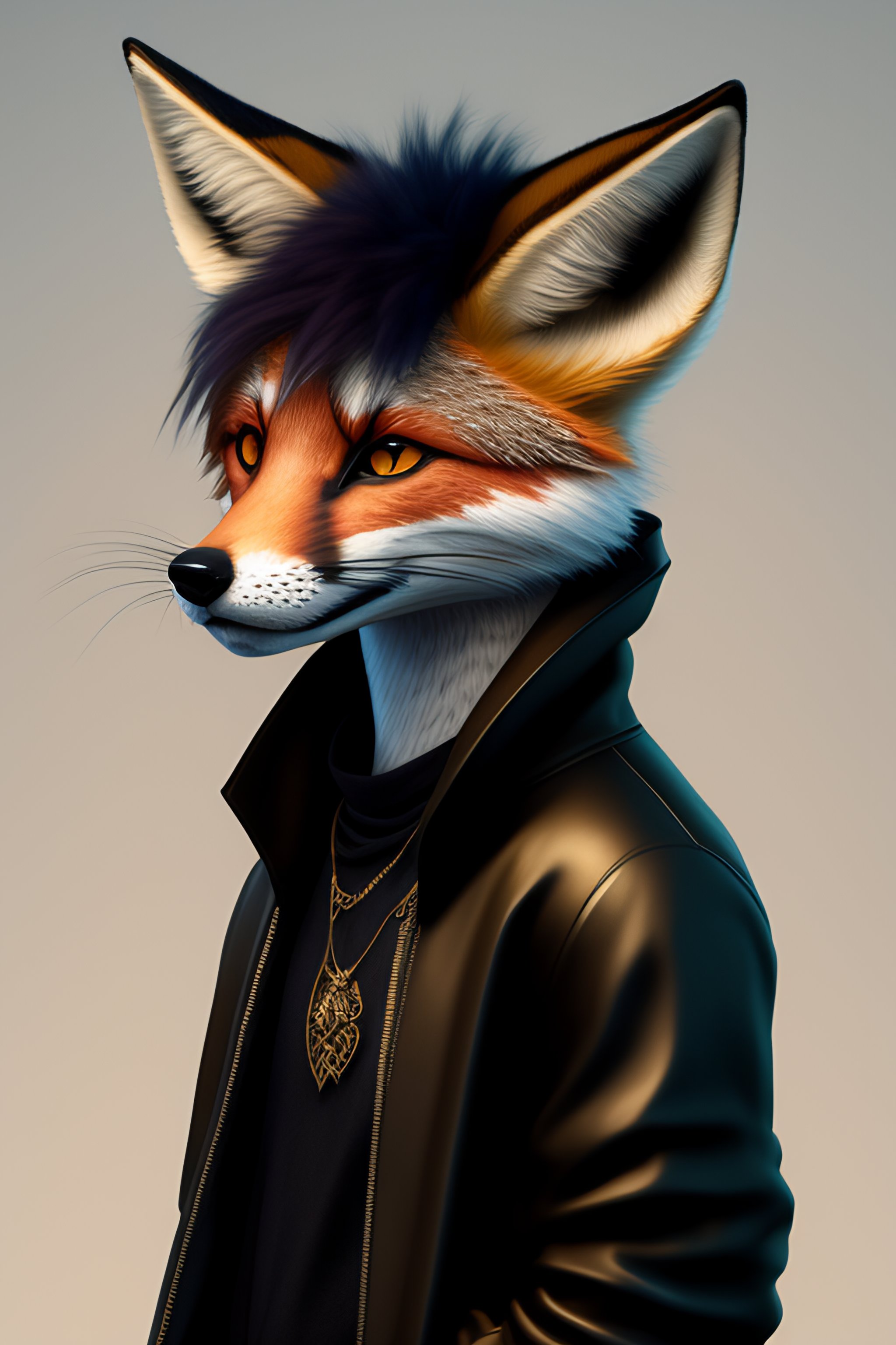 Lexica - Highly detailed portrait of a sewer emo punk anthropomorphic fox