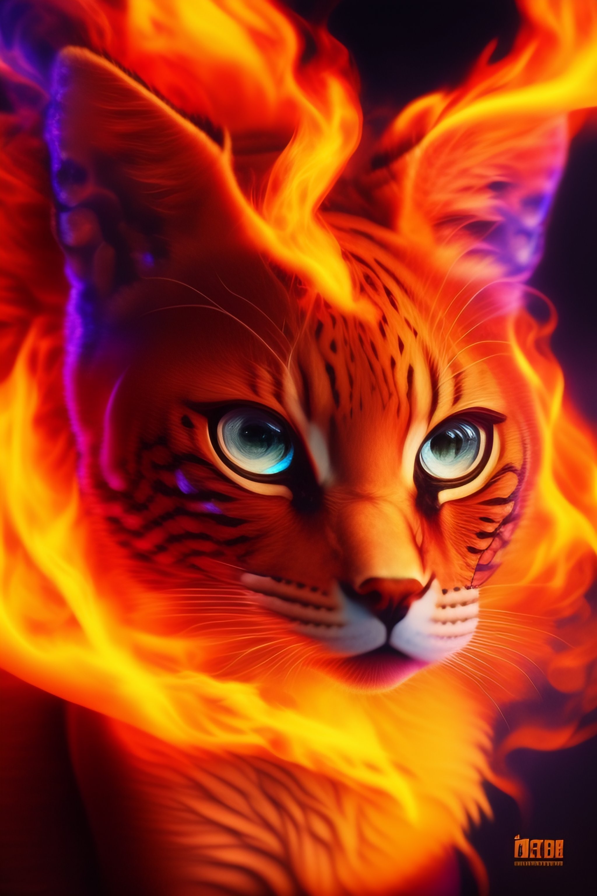 Lexica - Fire cat, photo realistic eyes, by Lea Roche, Amanda Sage ...