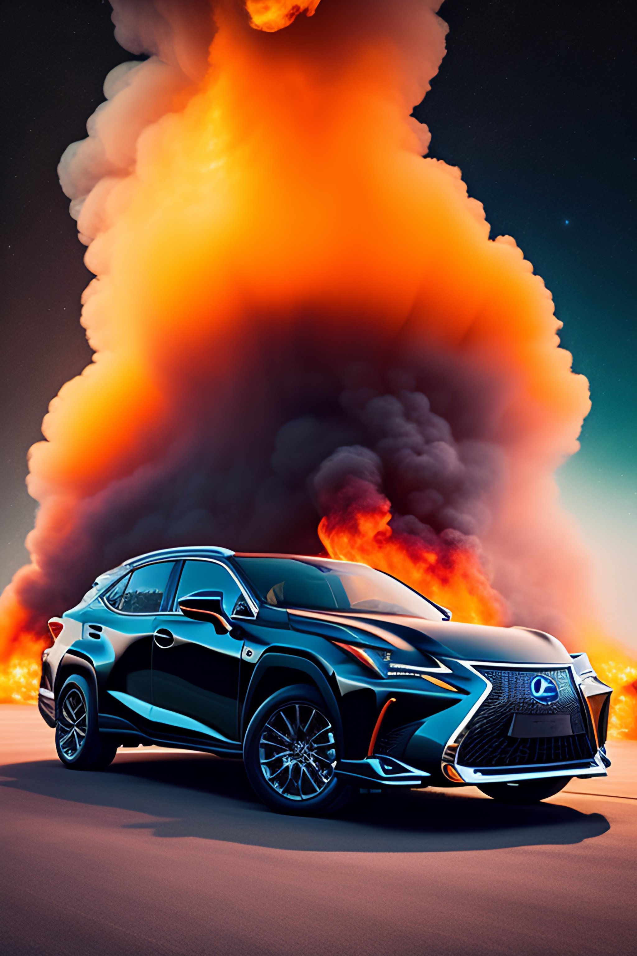 Lexica - Lexus fire in the background in space