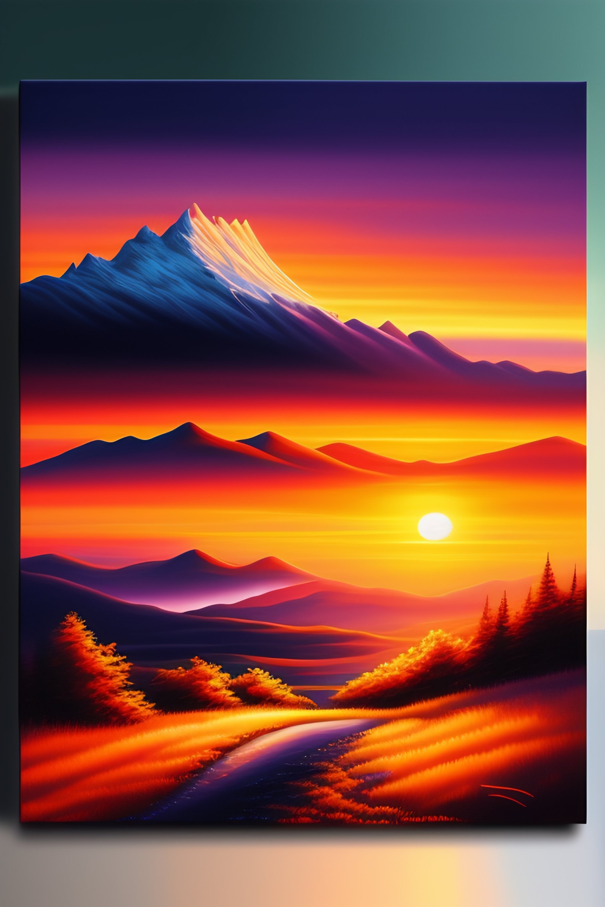 Easy Mountain Sunset Paintings