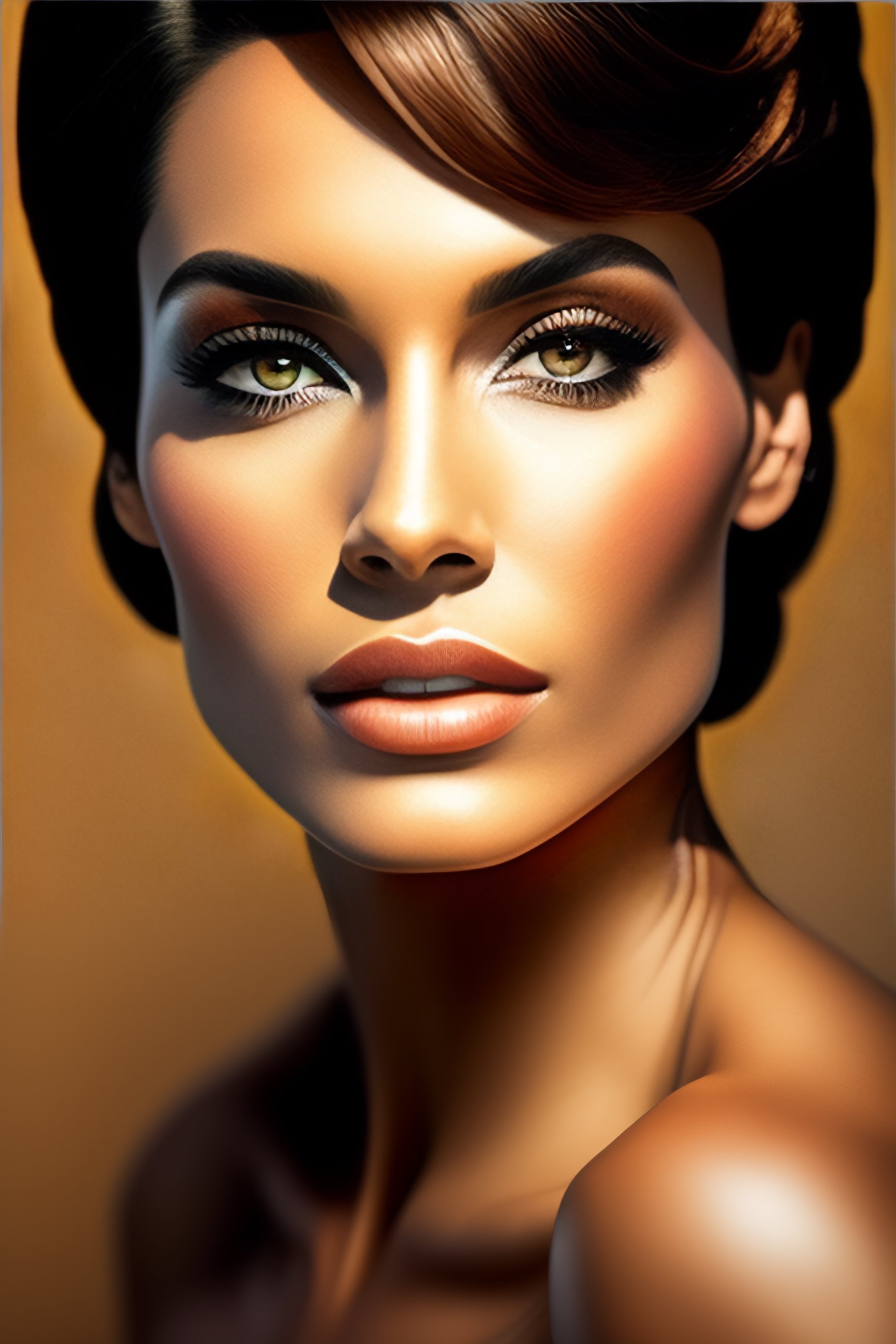 Lexica - Full portrait woman hazel eyes caramel short hair