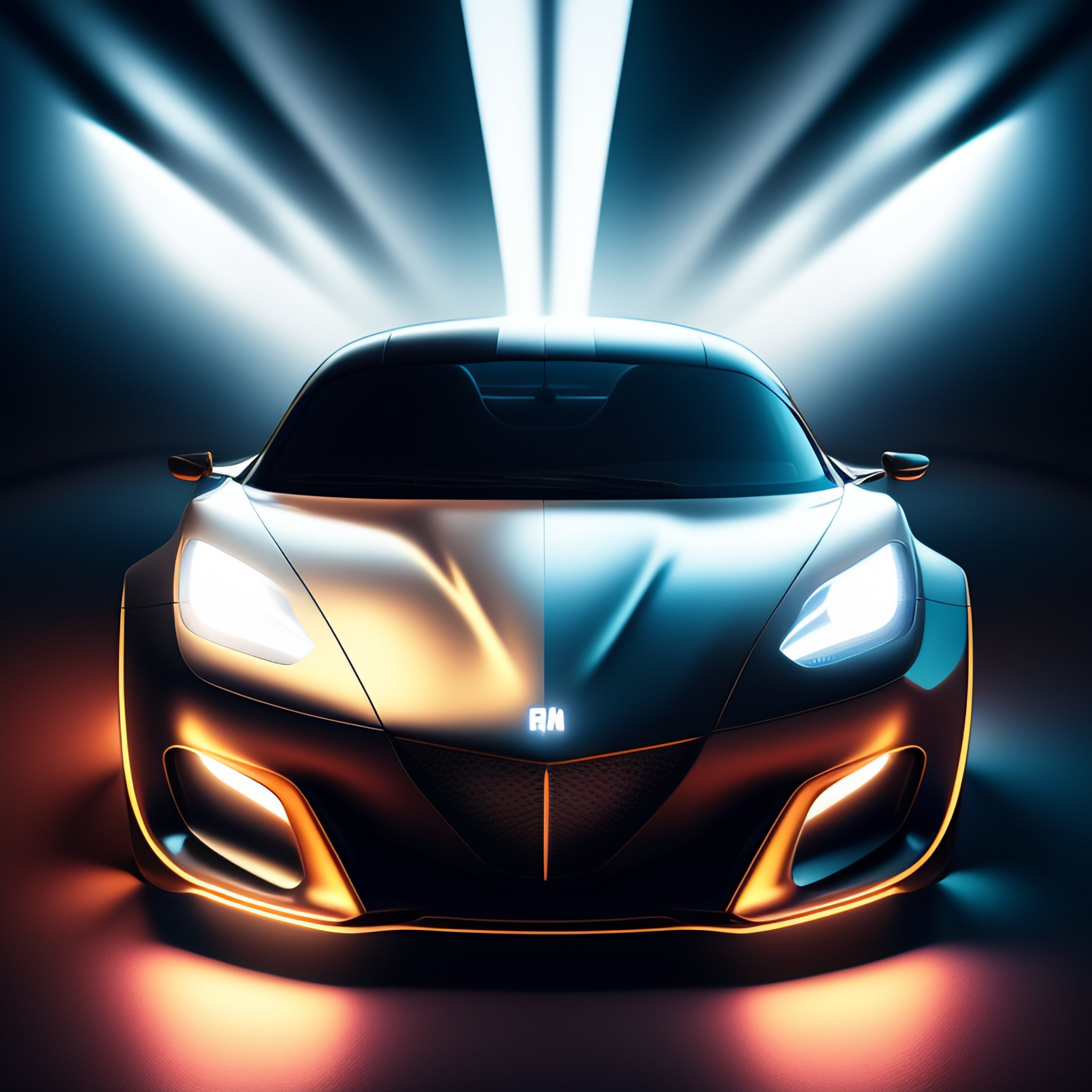 Lexica - Front of a modern car, rounded beam lights, shape of a face ...