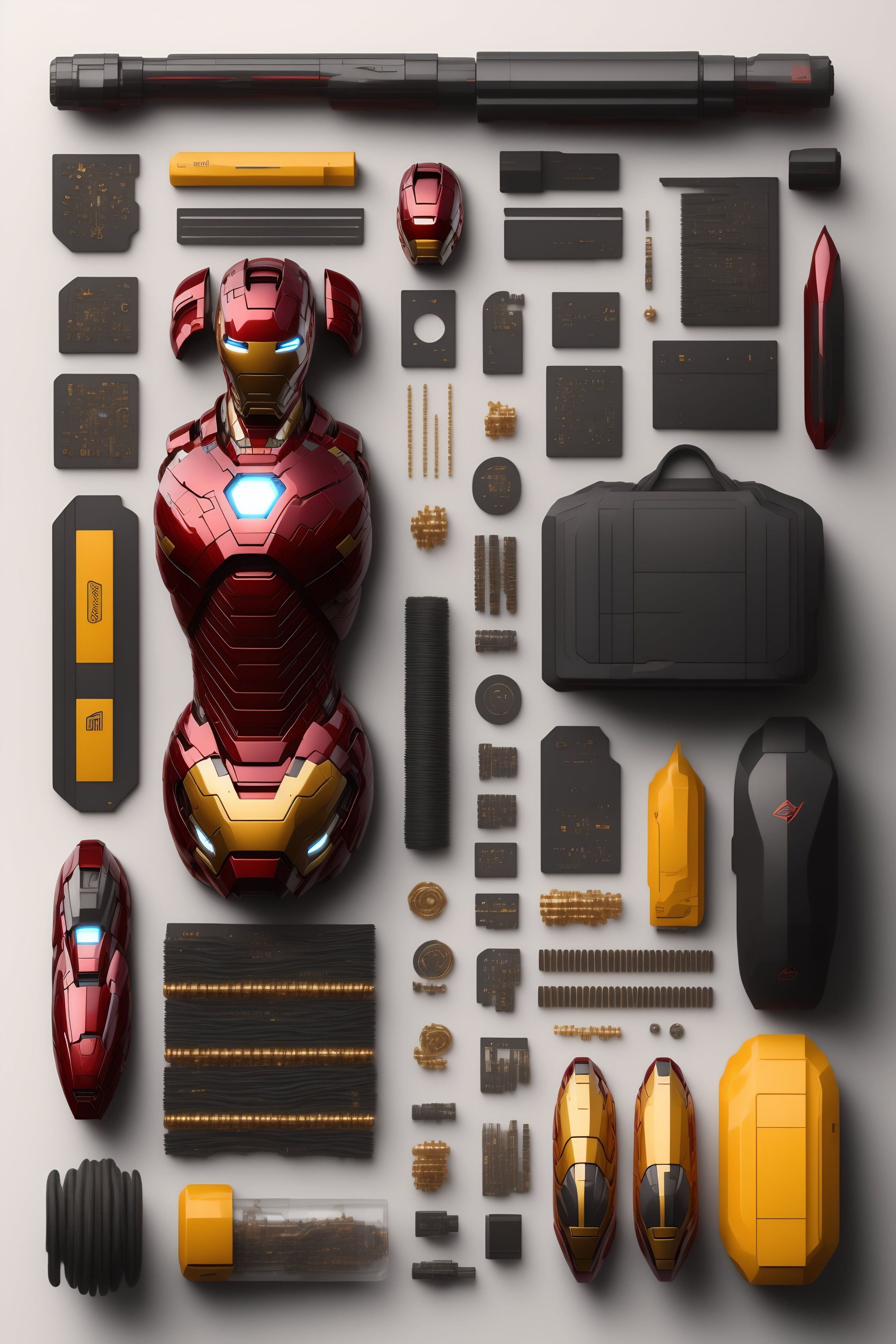 Lexica - Ironman, Costumes and mechanical parts, Knolling, Knolling ...