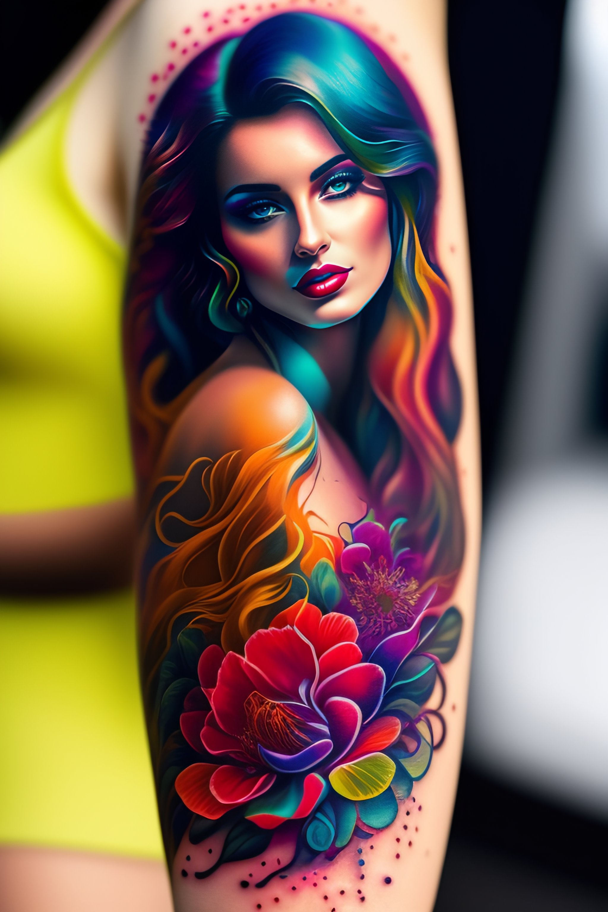 Lexica - A colourful nymph tattoo suited for women