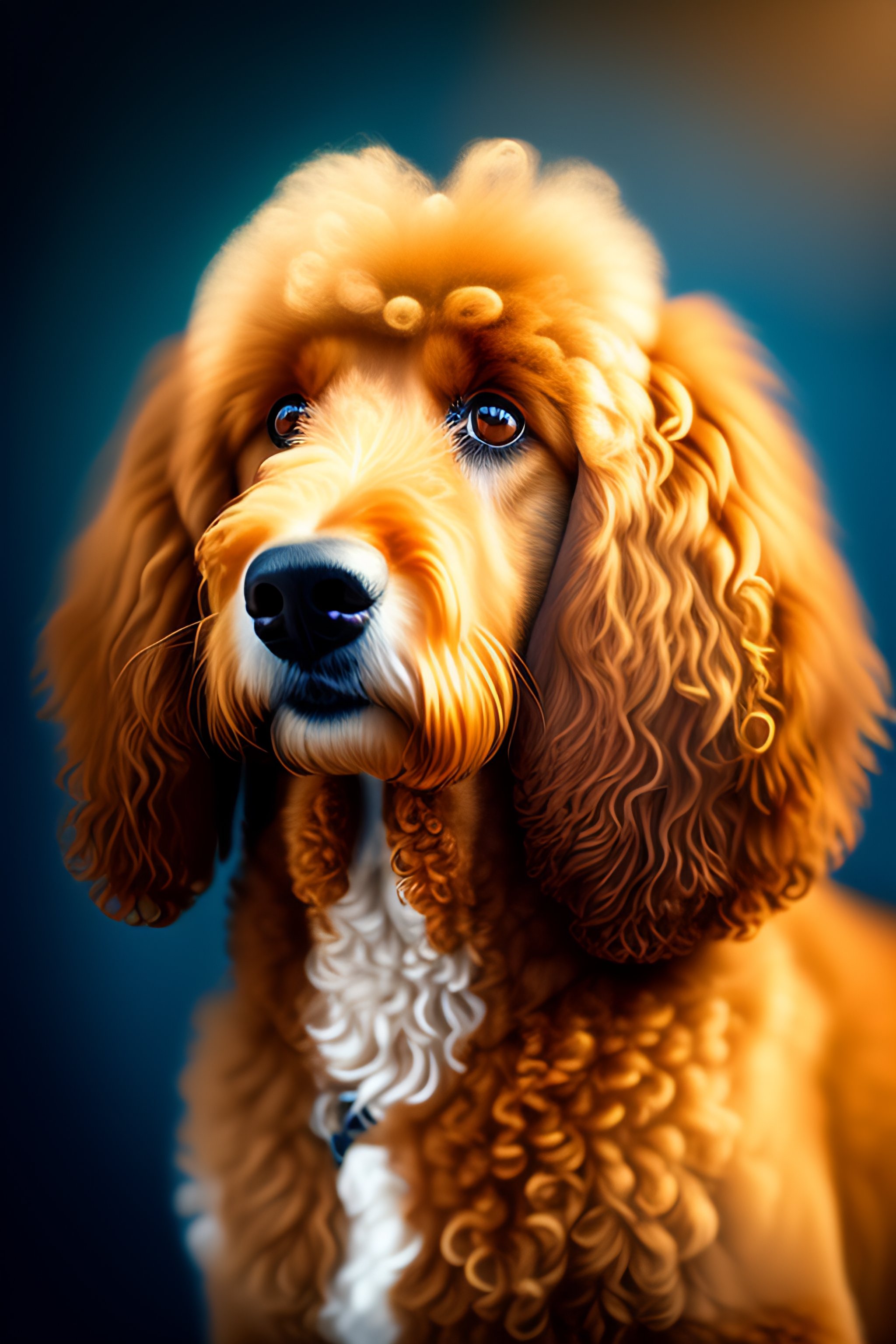 Lexica - Portrait of golden cockapoo dog with more poodle curls