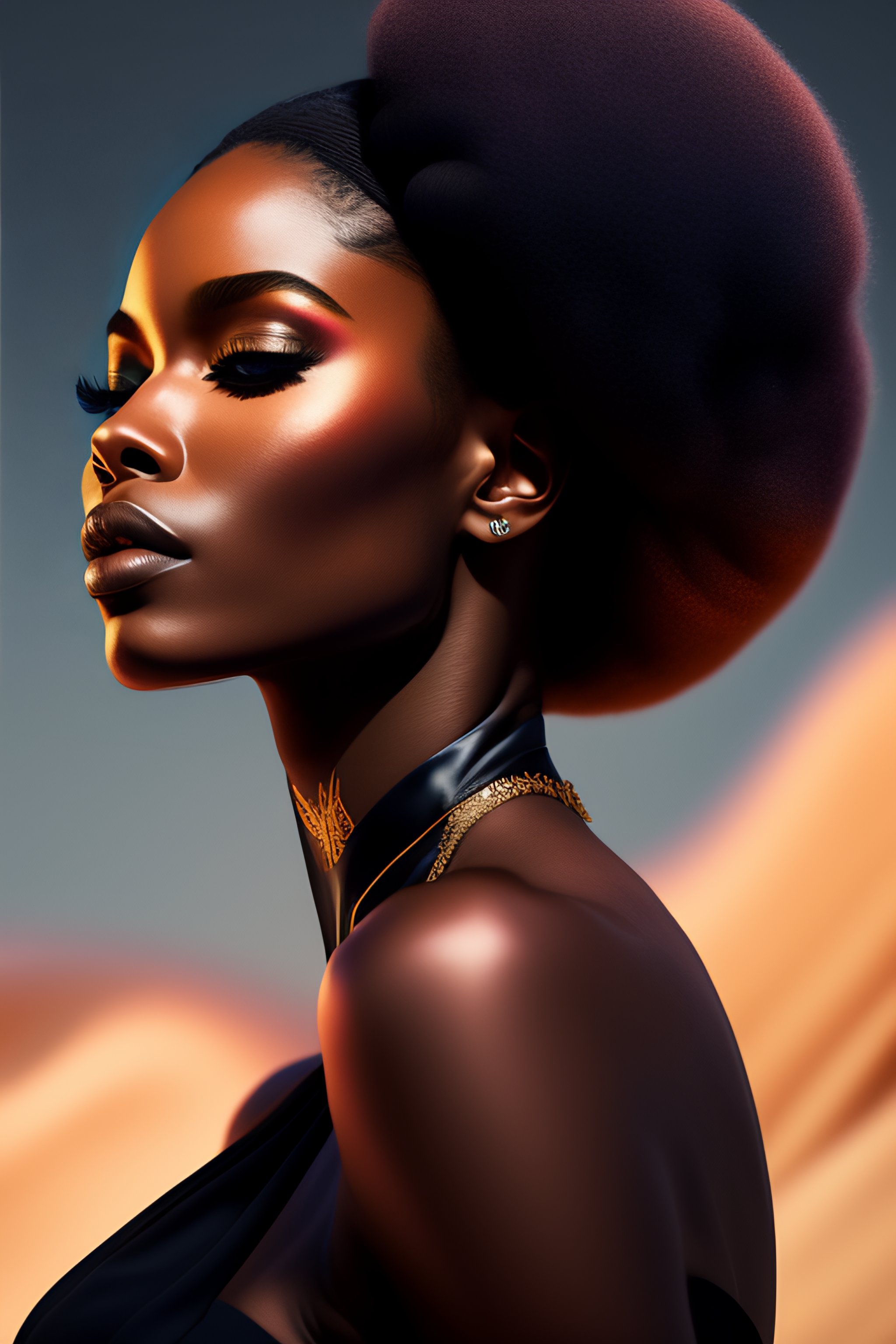 Lexica - Gorgeous black woman, peaceful, innocent, tranquil, long ...