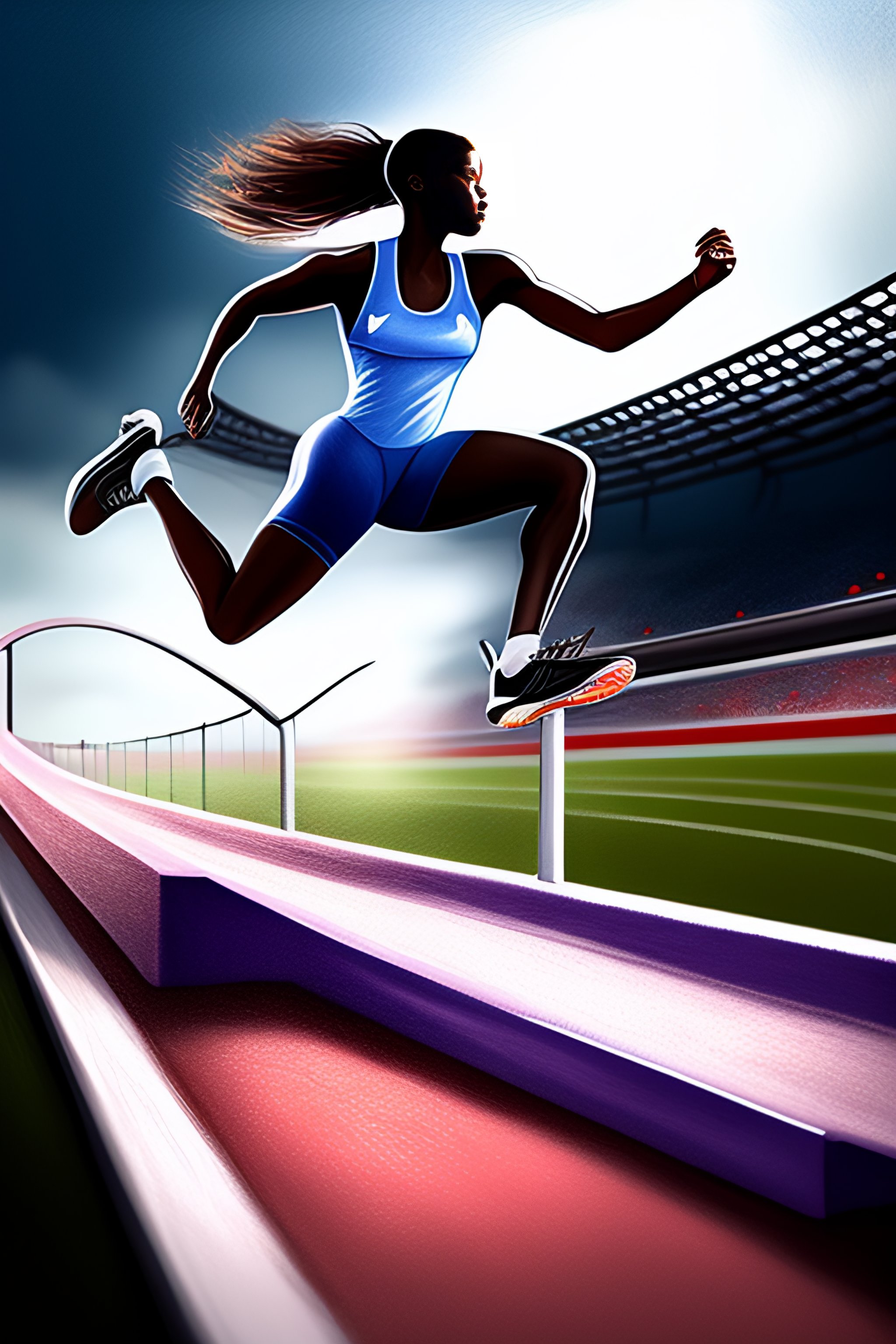 Lexica - A drawing of a track athlete leaping over high hurdles on a ...
