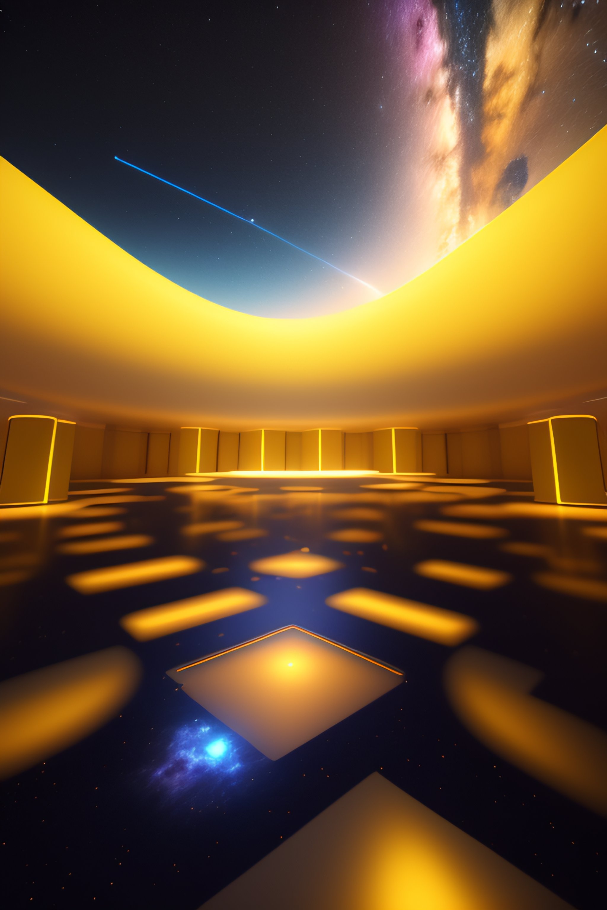 Lexica - One-point perspective, starry sky, universe, columns,desks ...