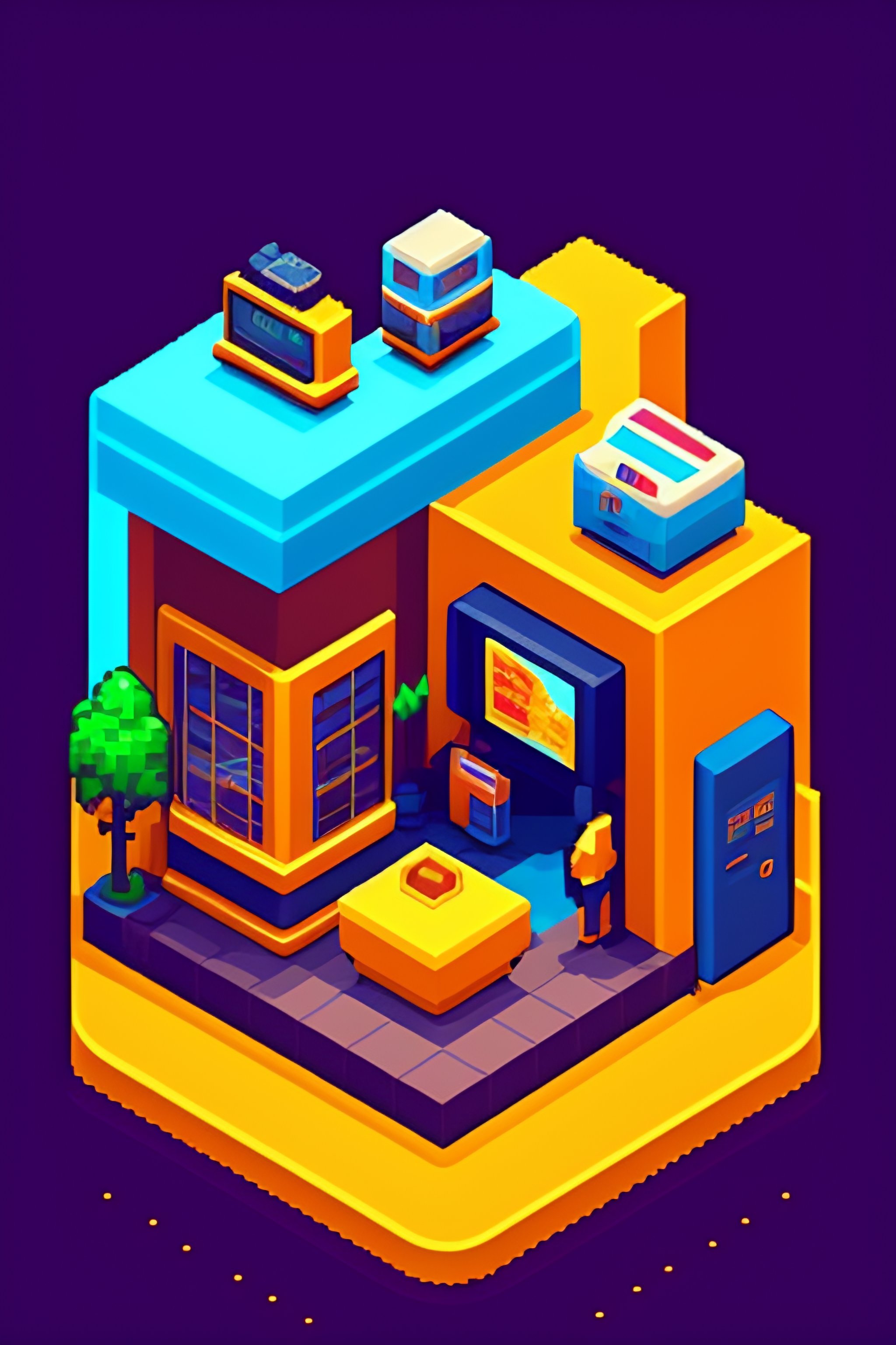 Lexica - Isometric pixel art of bank by eBoy and Habbo, a type of ...