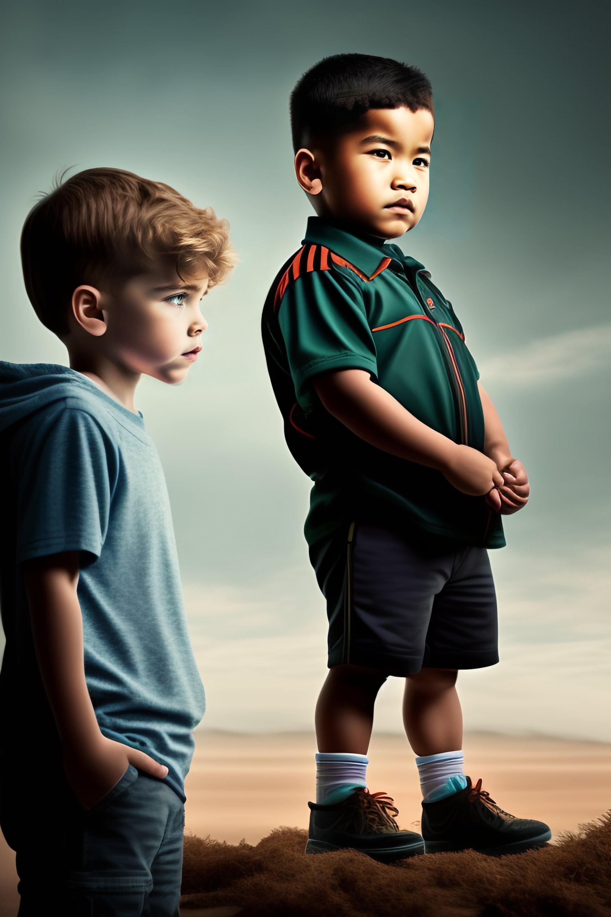 Lexica - Boy versus tall strong man