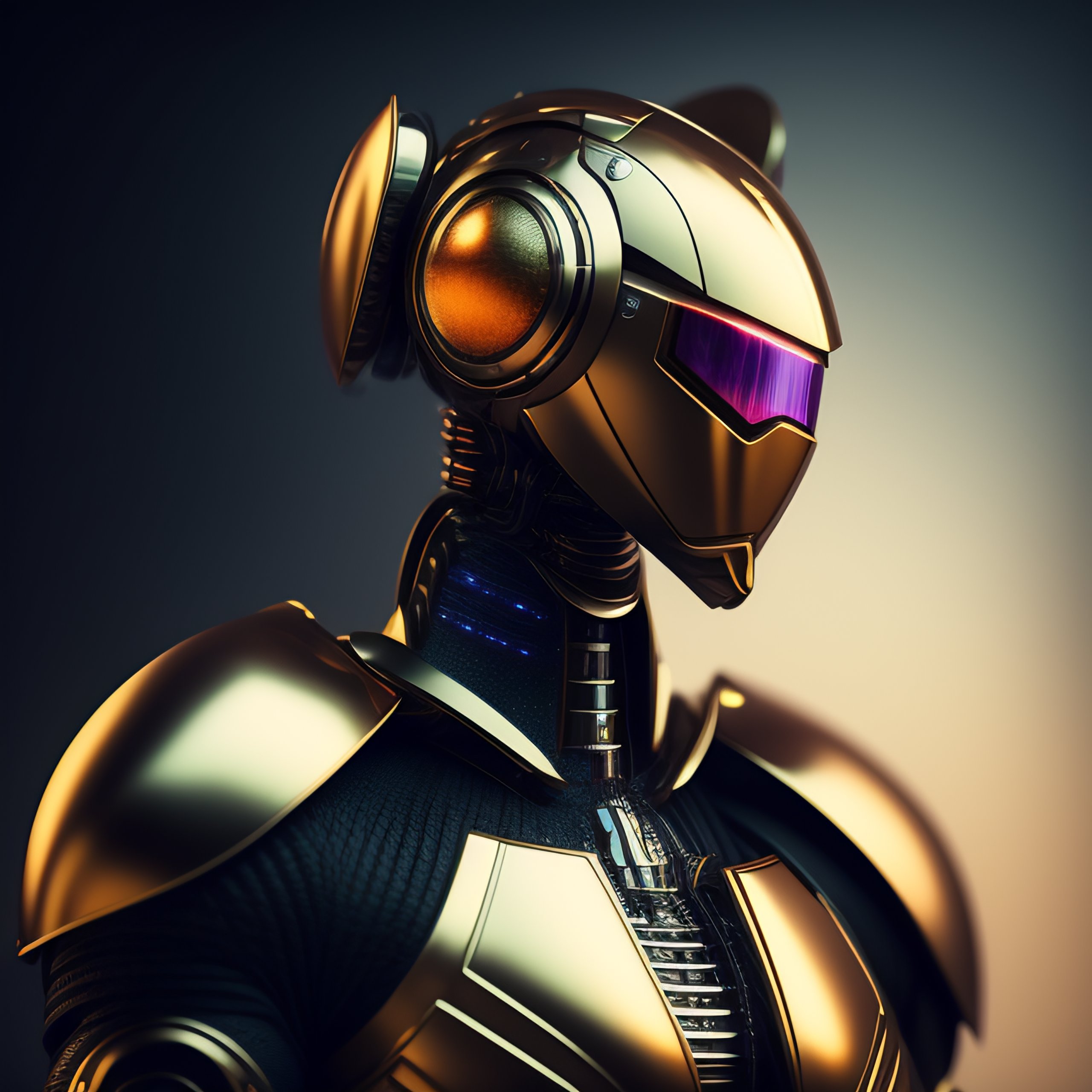 Lexica - Techno magic robot, side portrait, realistic, half body shot ...