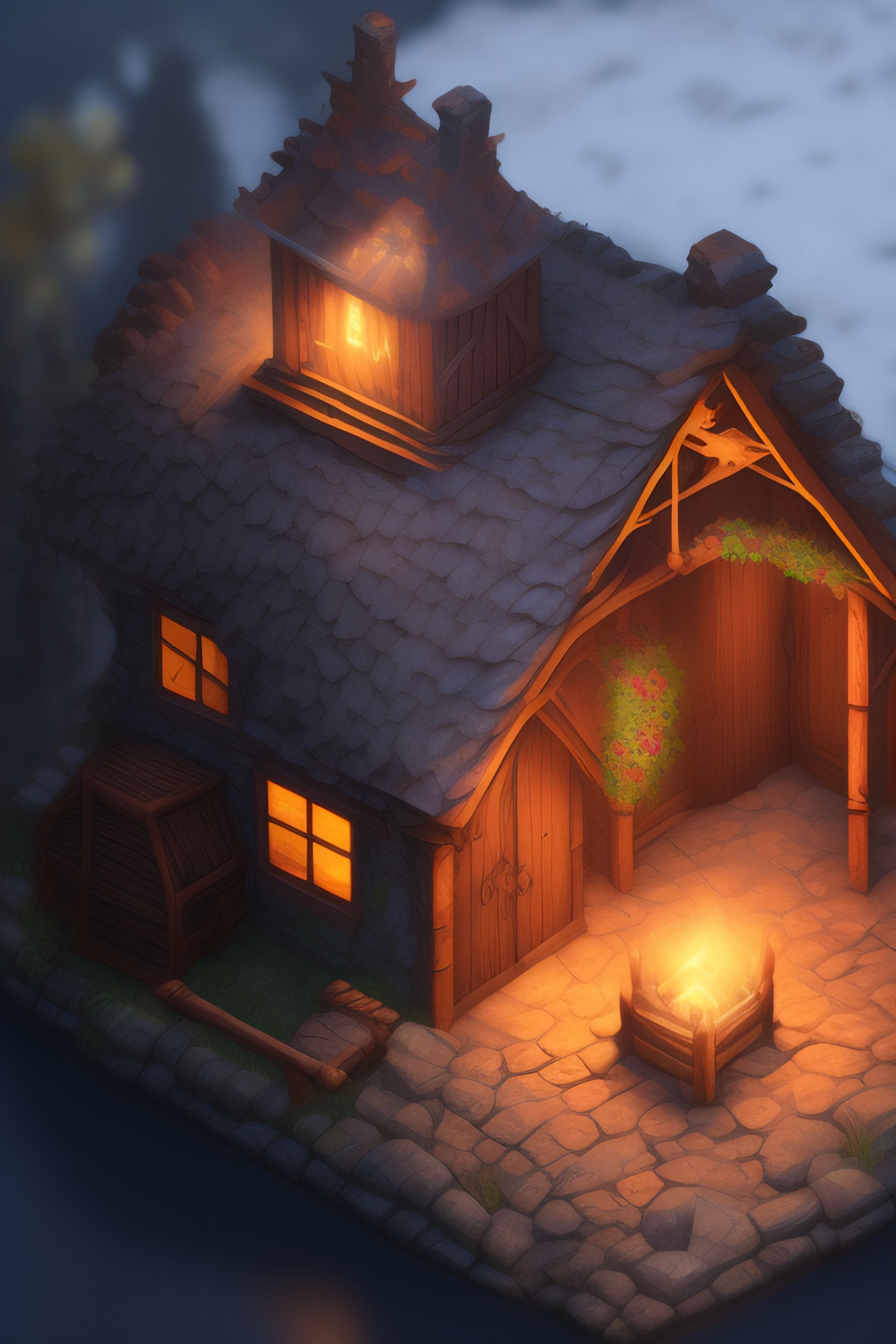 Lexica - Isometric render of the inside of a scary medieval village ...