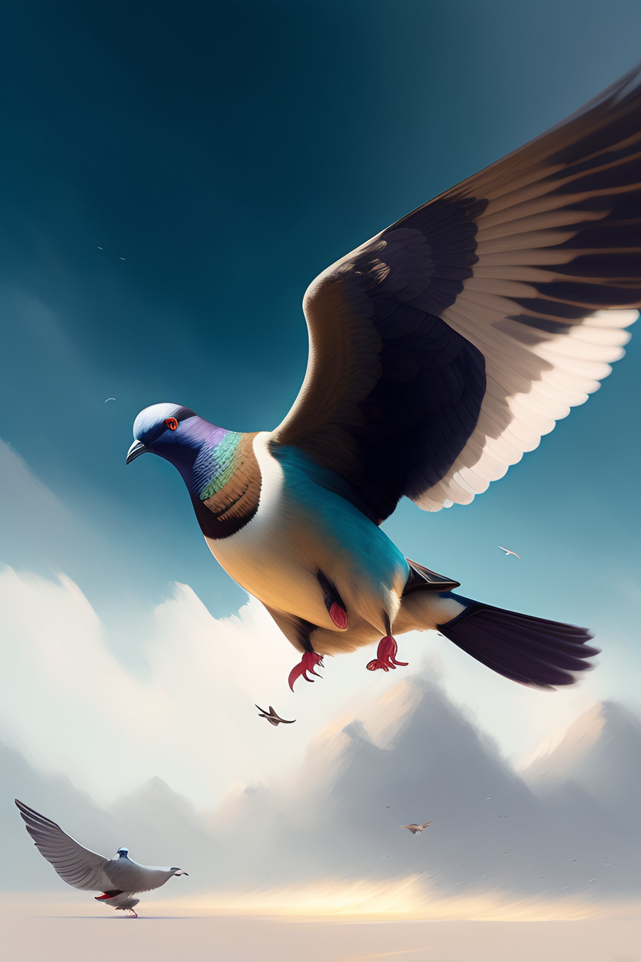 Pigeon Flying Painting