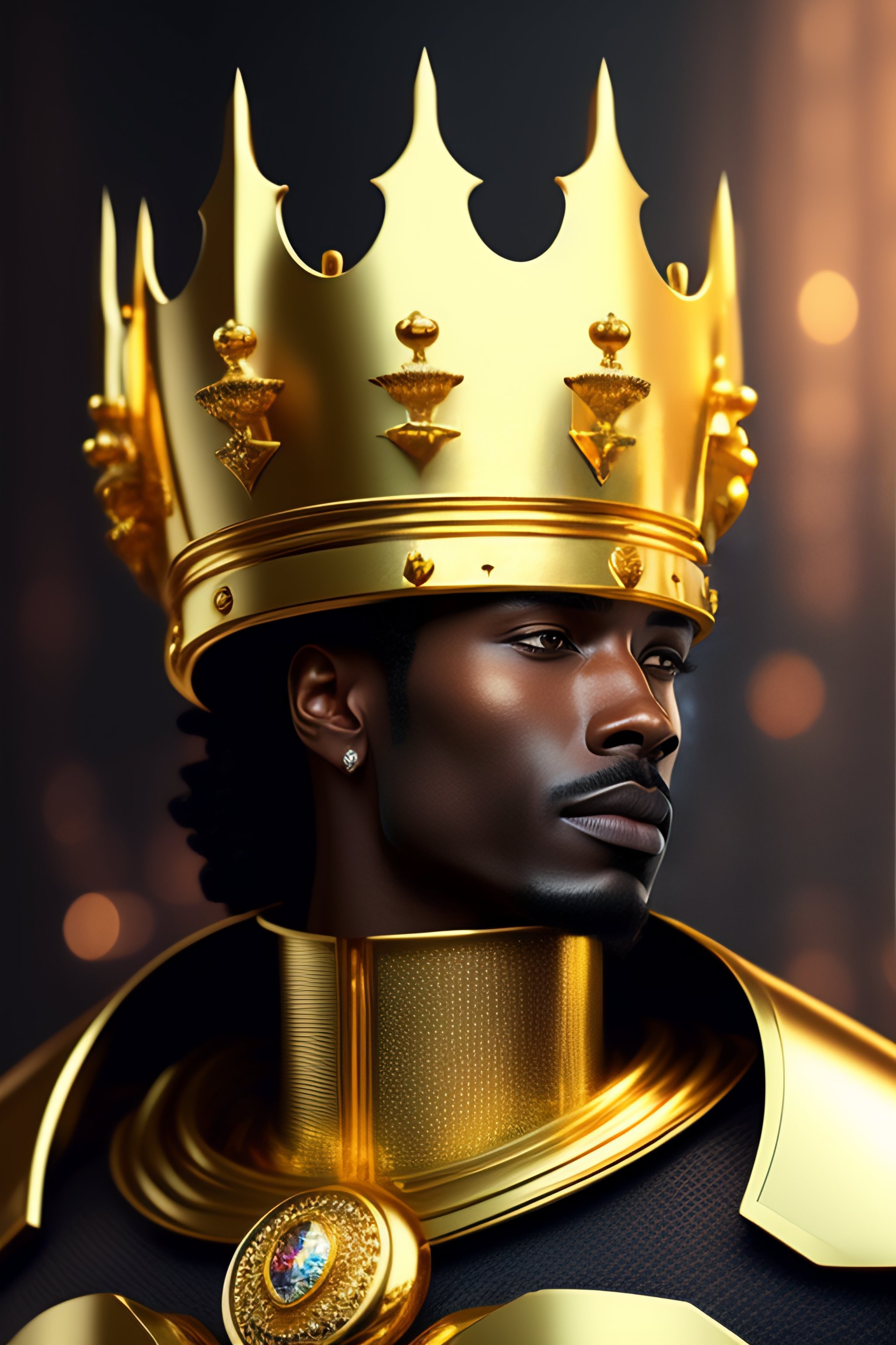 Lexica - Futuristic king in golden crown, modern, smooth, mechanical