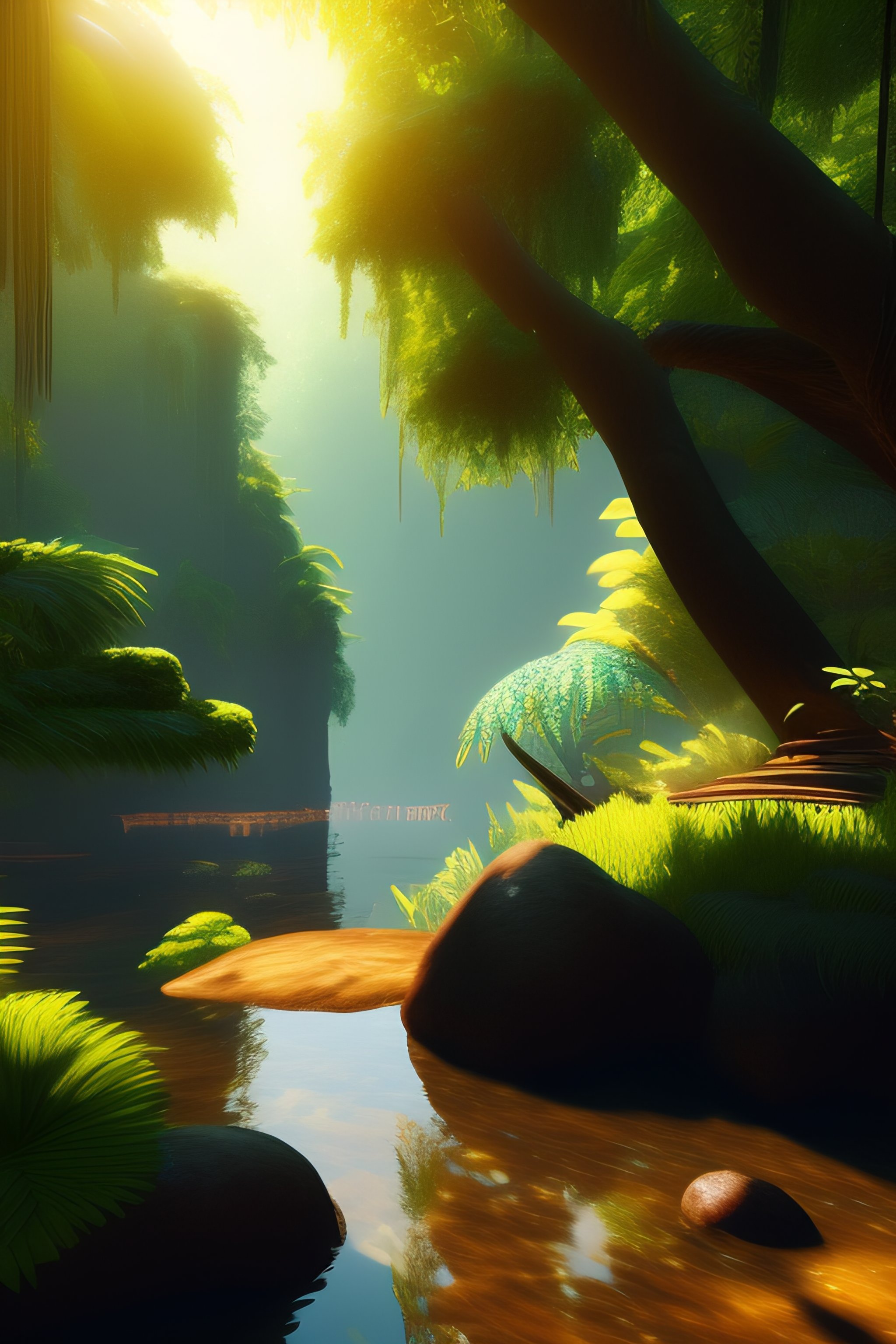 Lexica - Low wide angle shot of jungle, wilderness, photorealistic ...