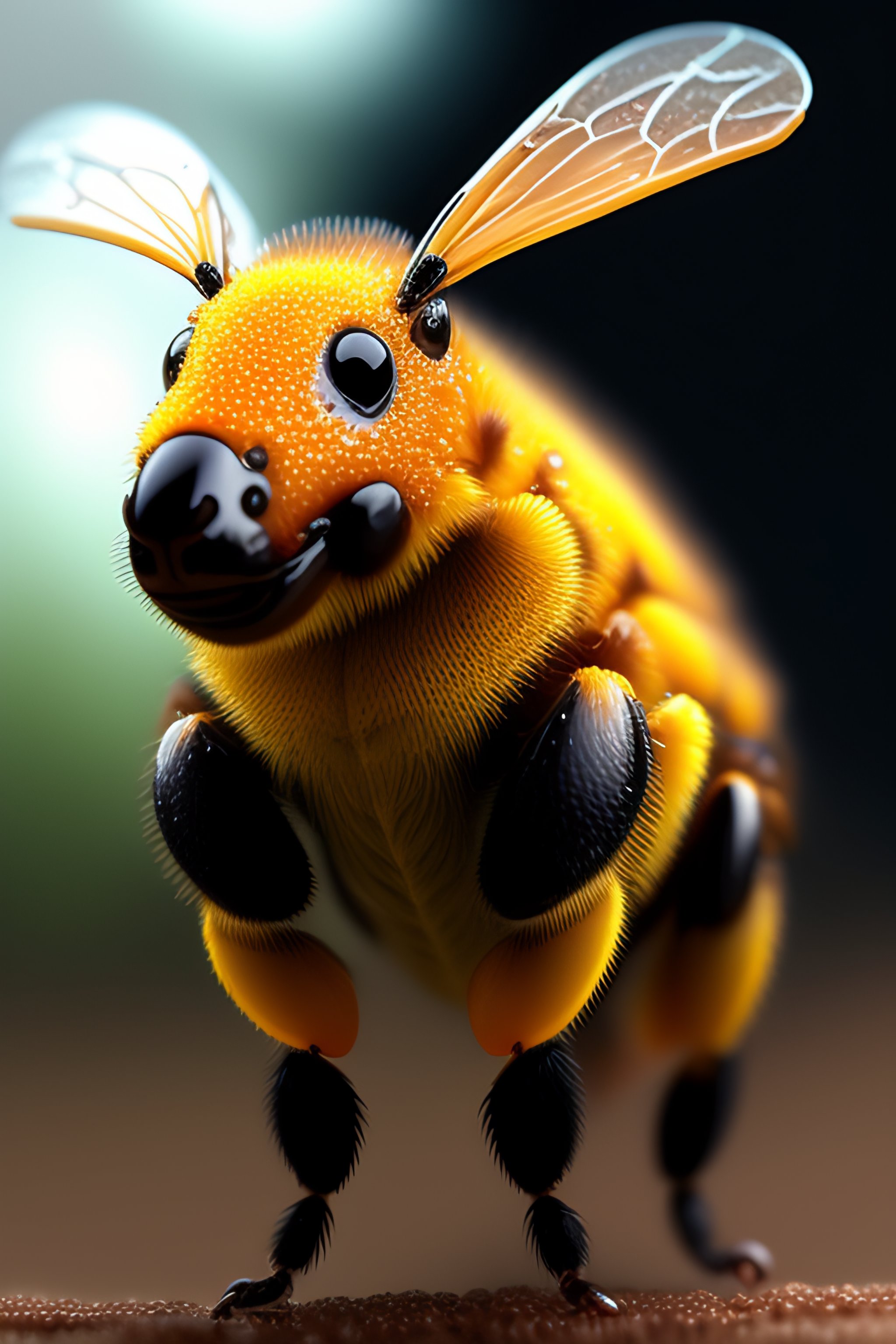Lexica - T-rex bee hybrid, terrifying, rain