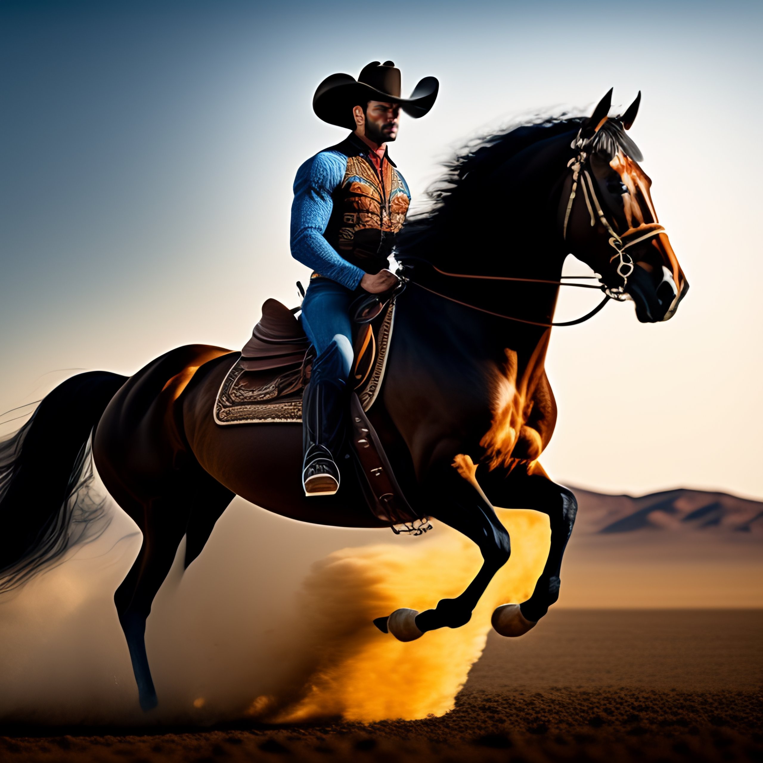 Cowboy Riding A Mustang