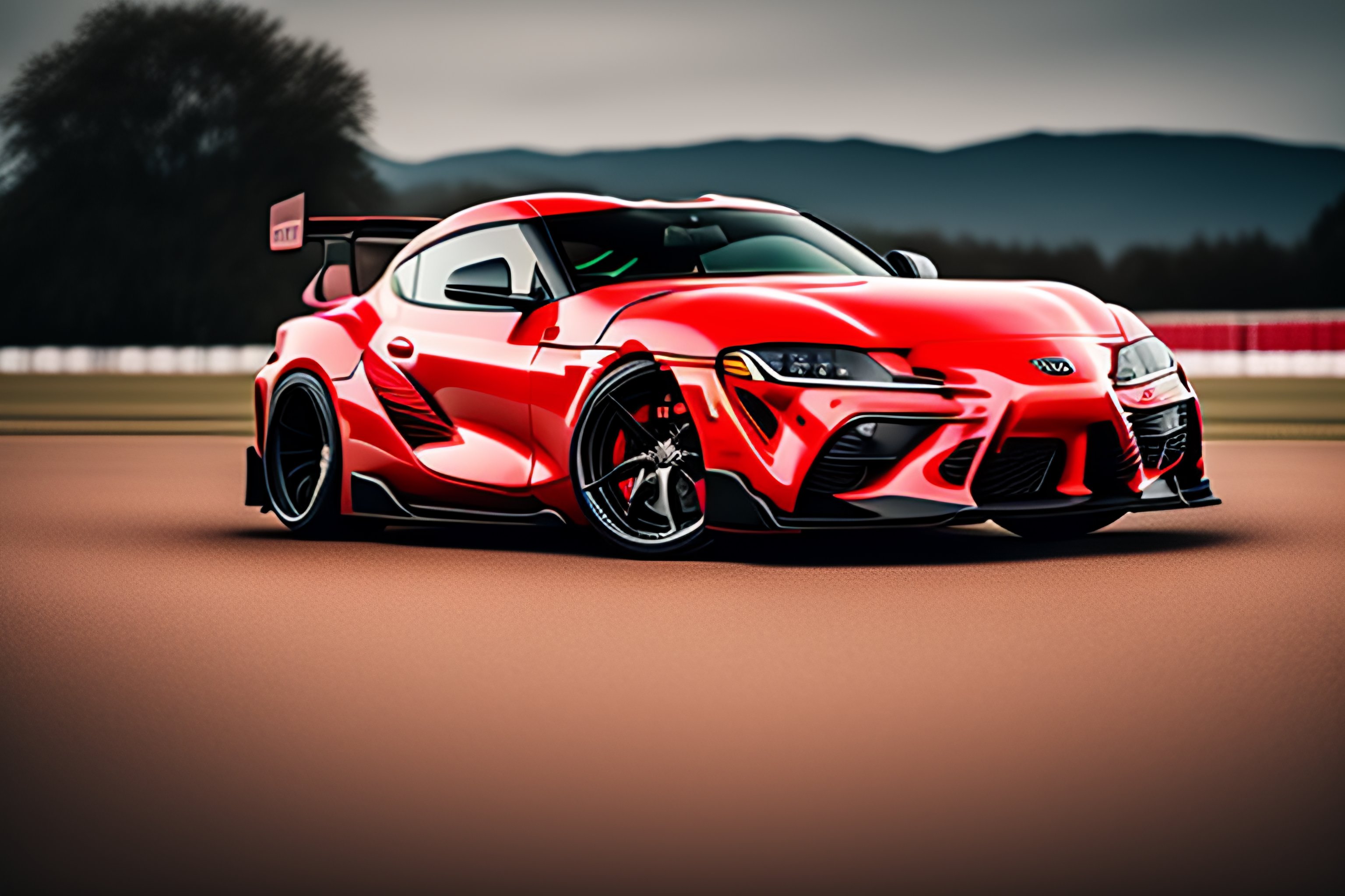 Lexica - Toyota supra, photography, red, on a track, hasselblad 35mm