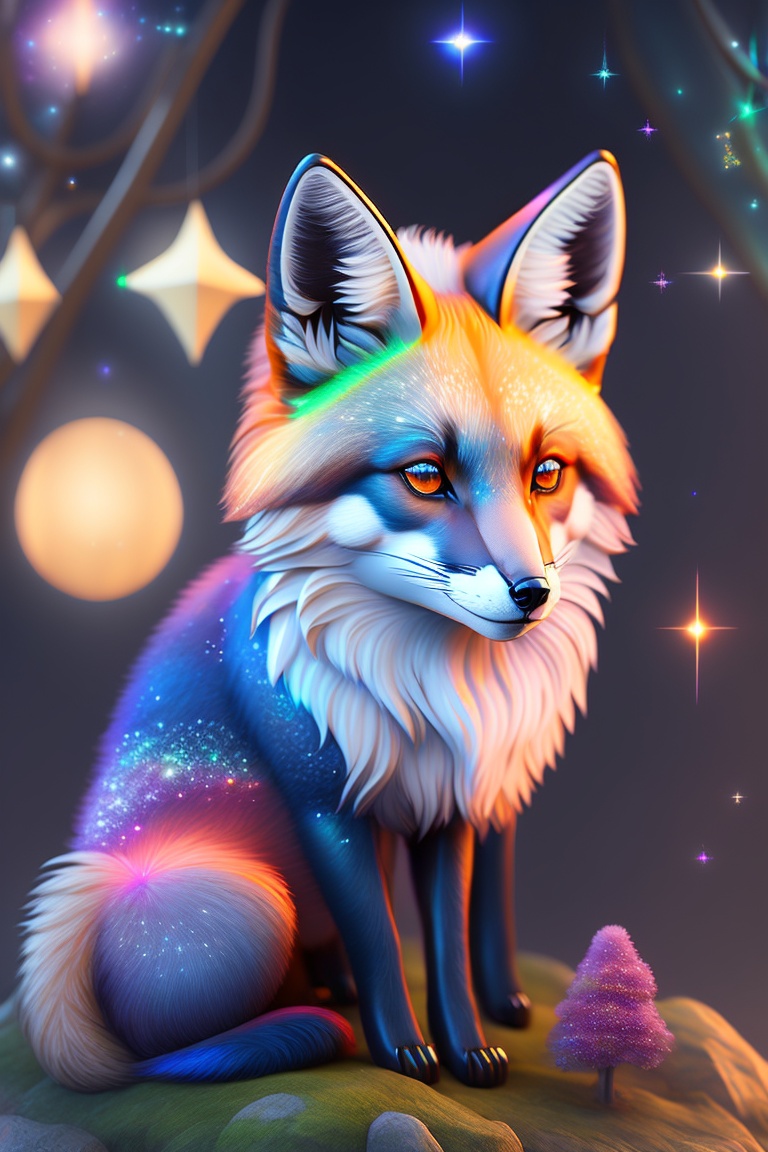 Lexica - "A majestic Galactic Fox resting in an enchanted forest ...