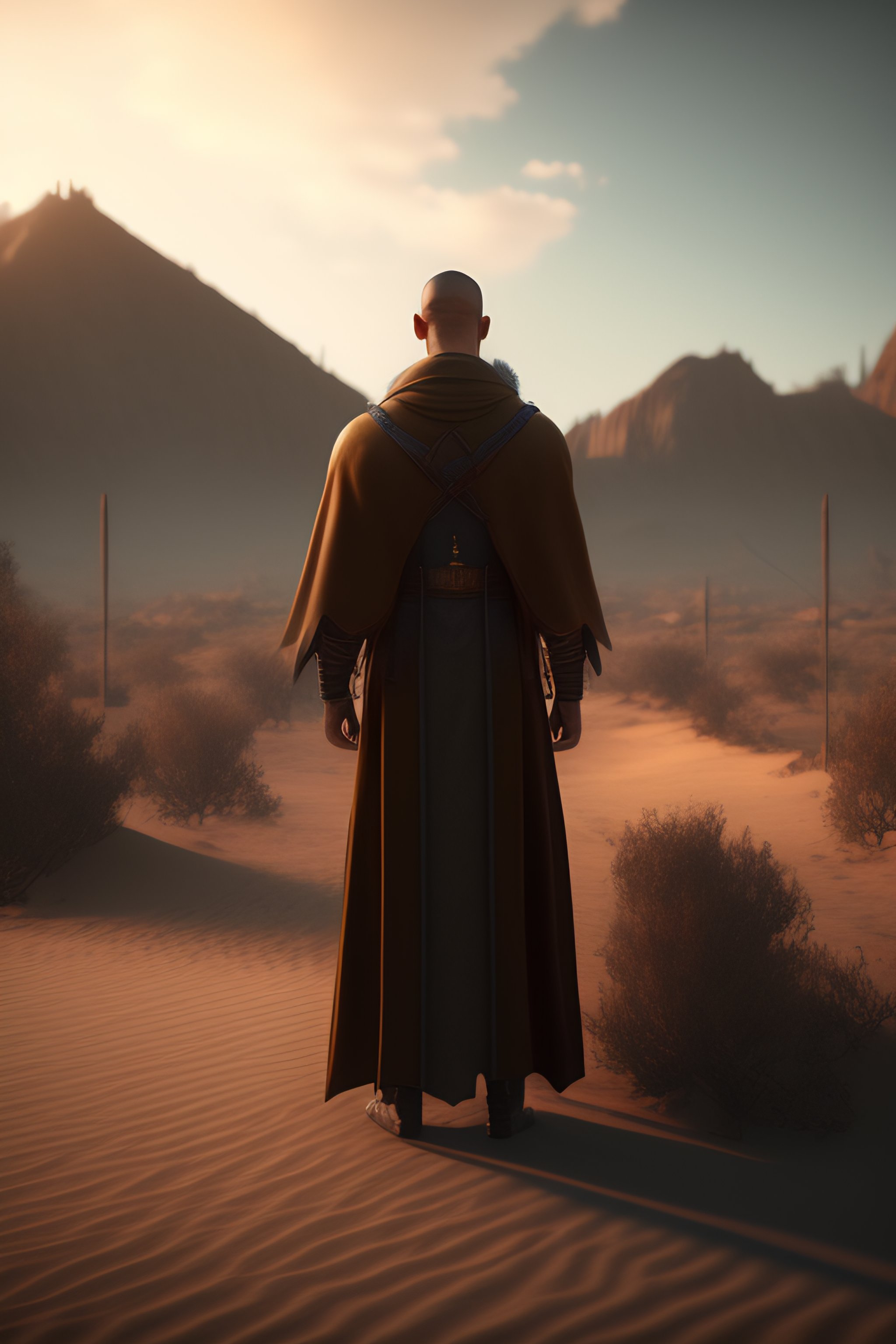 Lexica - Post-apocalypse, preacher, white, monk, hammer, unreal engine ...