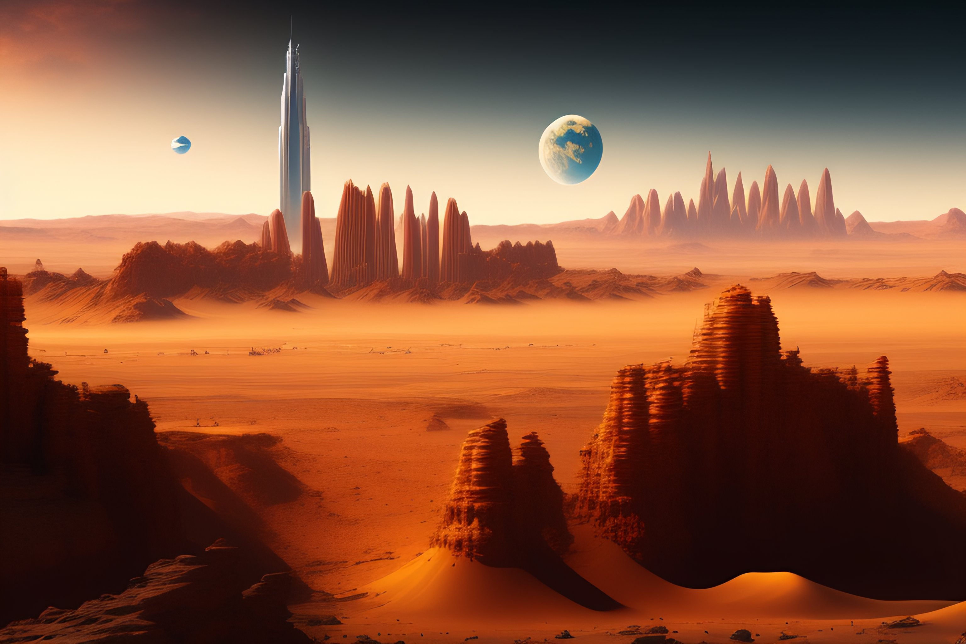 Lexica - Human civilization on mars, rovers, astronaut and skyscrapers
