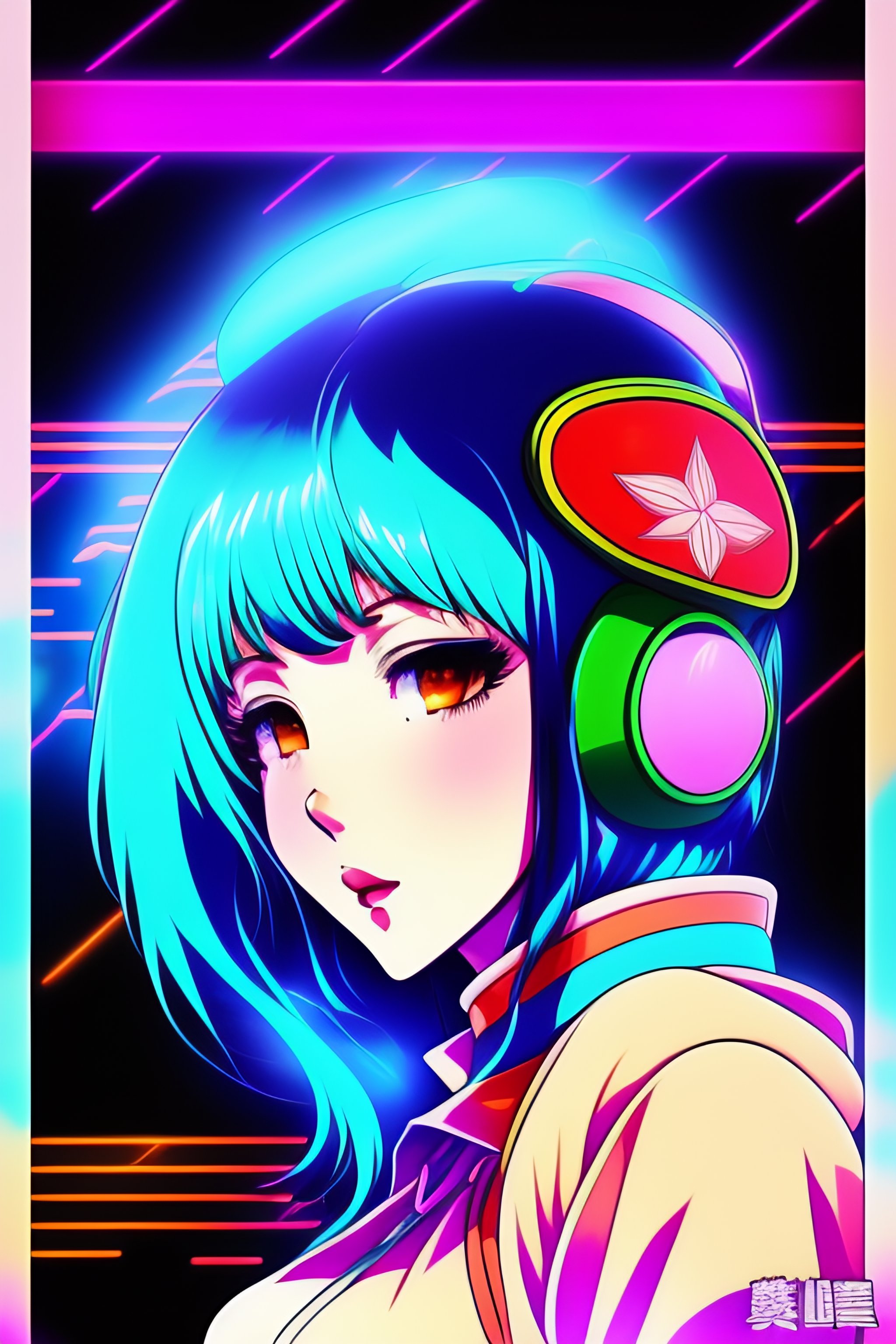 Lexica - Vintage 90's anime japan style neon lights line art