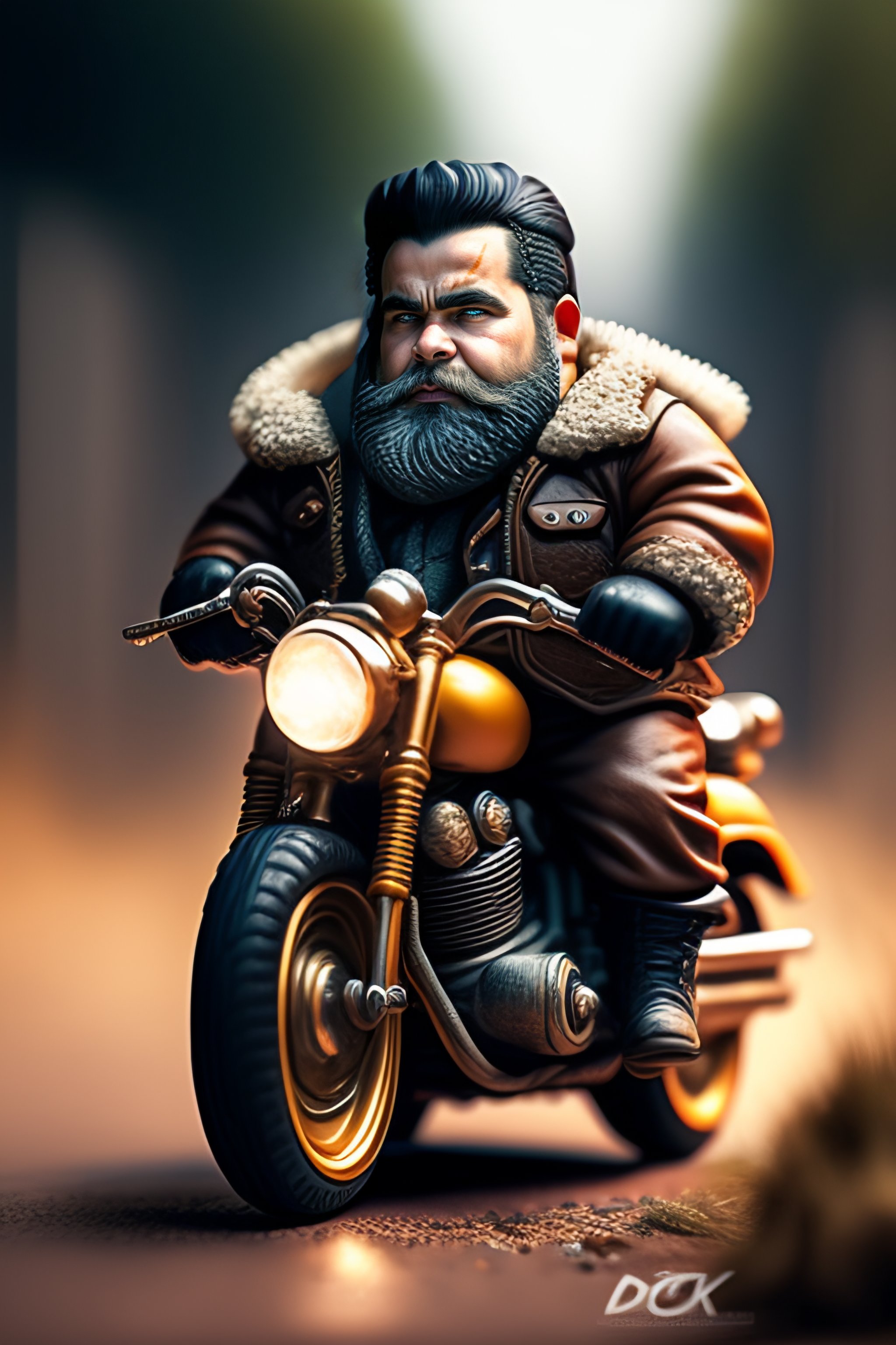 Lexica - Post apocalyptic dwarf on a motorcycle