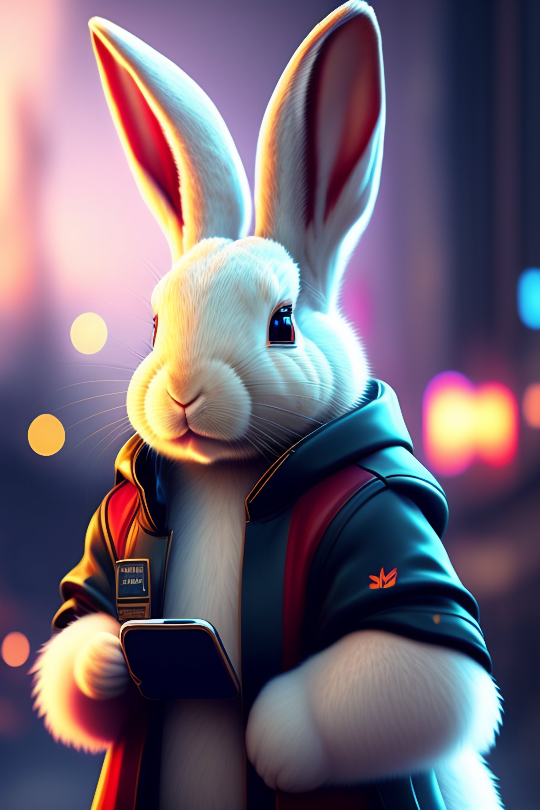 Lexica - Animated rabbit,gamer rabbit logging into your account on your ...