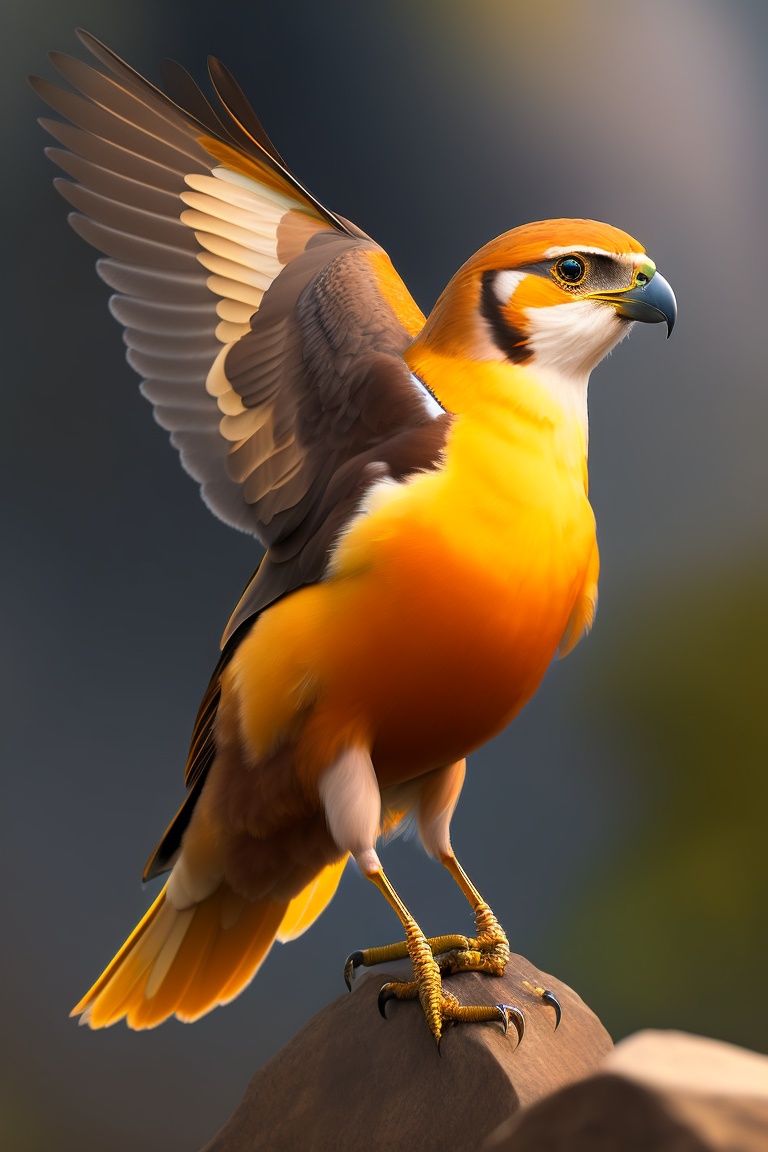 Lexica - Winged bird, humanoid, hawk beak, large talon, golden brown ...