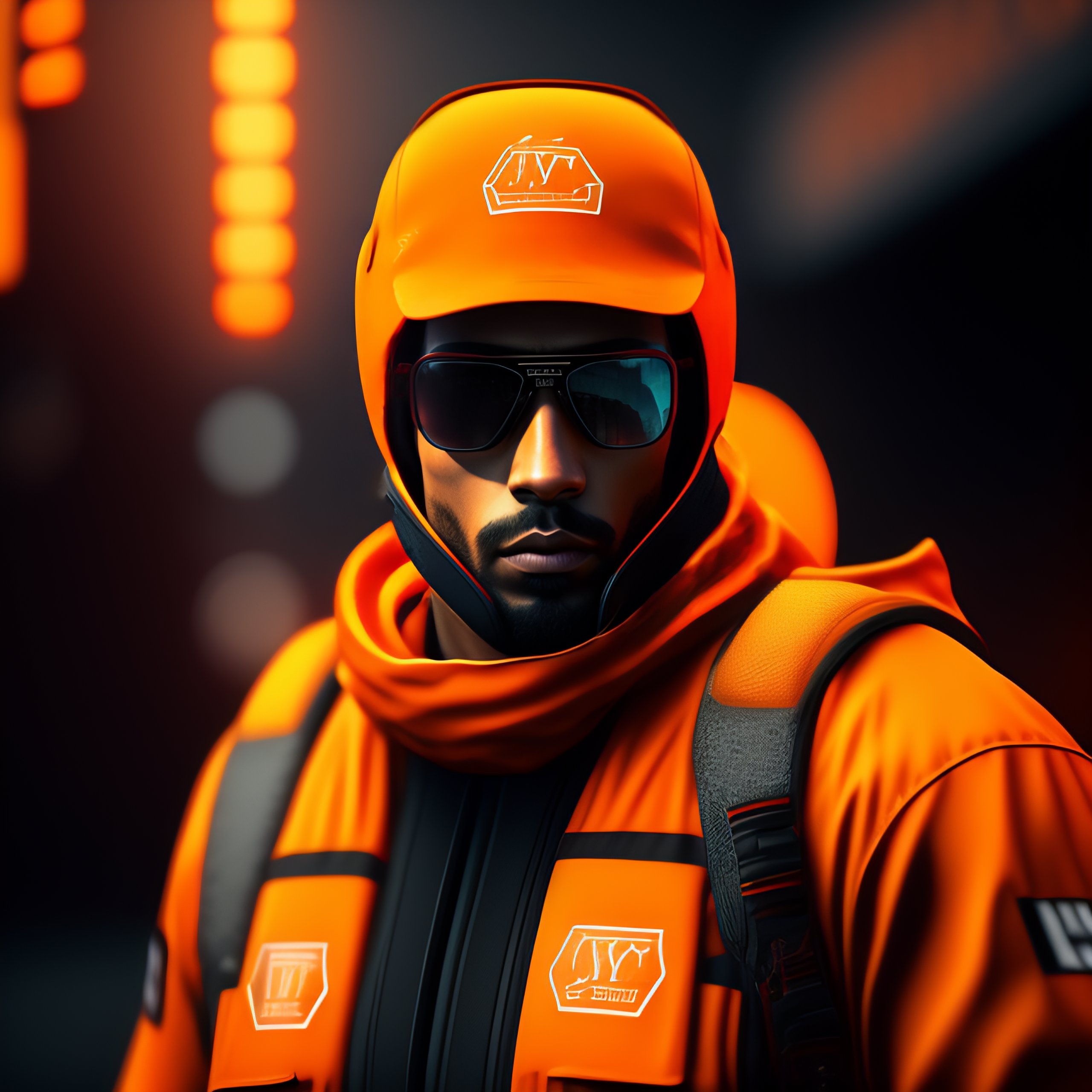 Lexica - CS-GO man terrorist skin, hollographic orange details color, Knolling layout, Highly ...