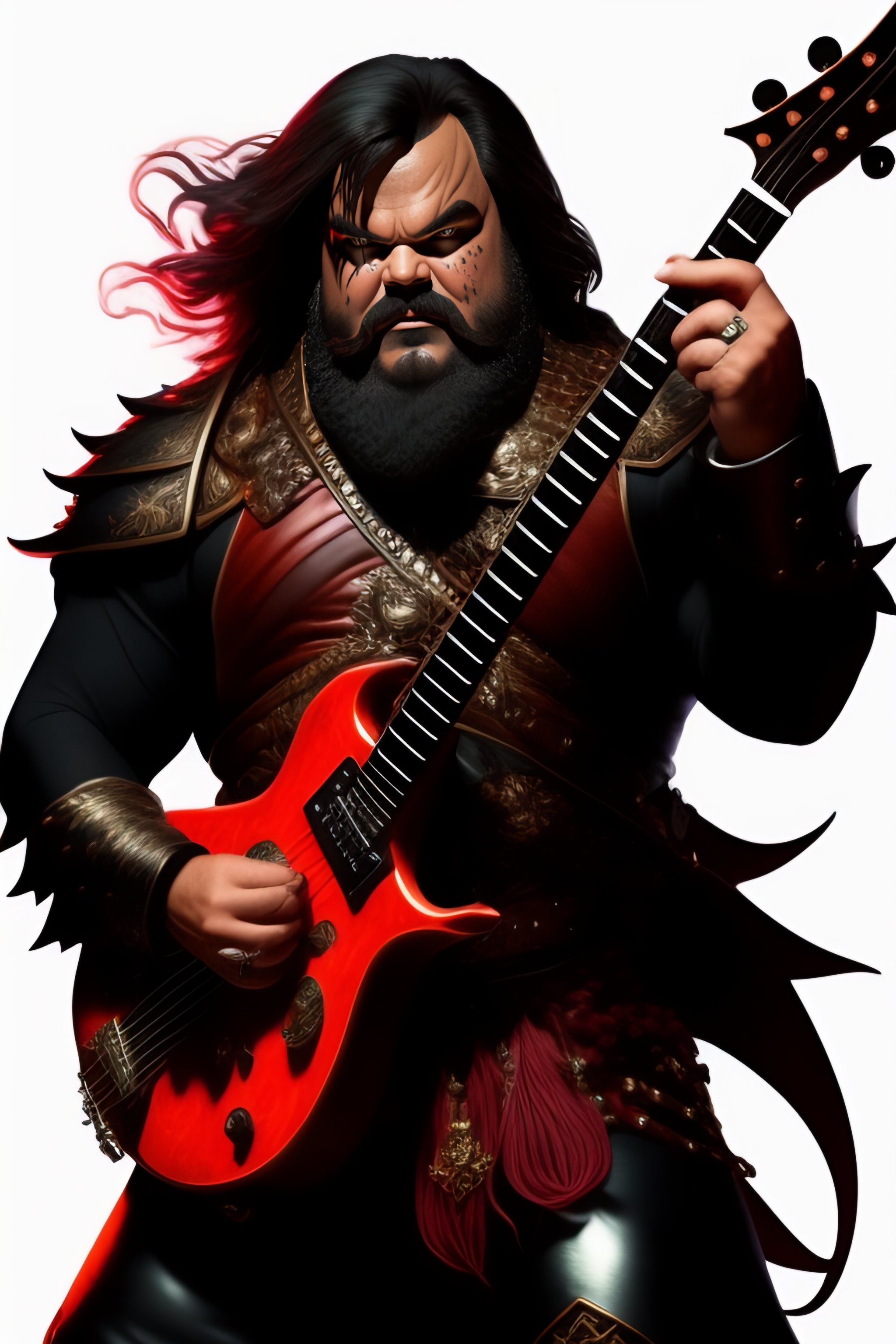 Lexica - Dnd concept art for jack black playing a demon guitar player.