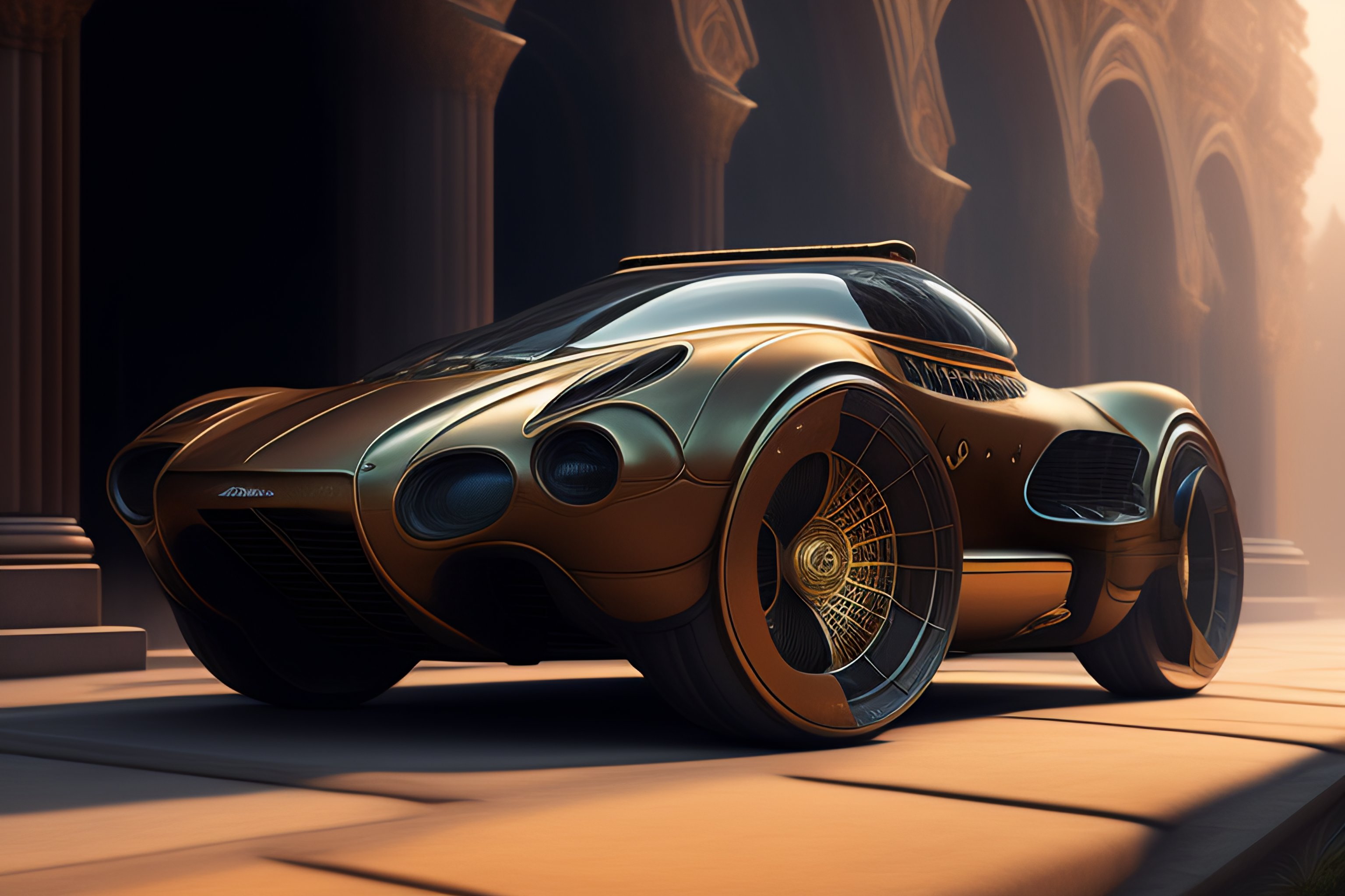 Lexica - Wide shot of a minimal biomechanical steampunk translucent ...