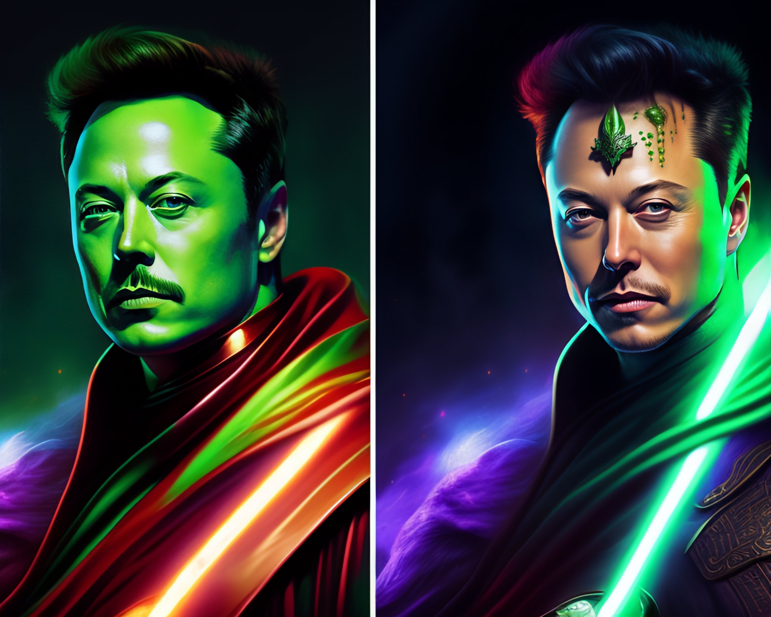 Lexica - Elon musk dressed as a jedi fighting a green zombie, vibrant ...