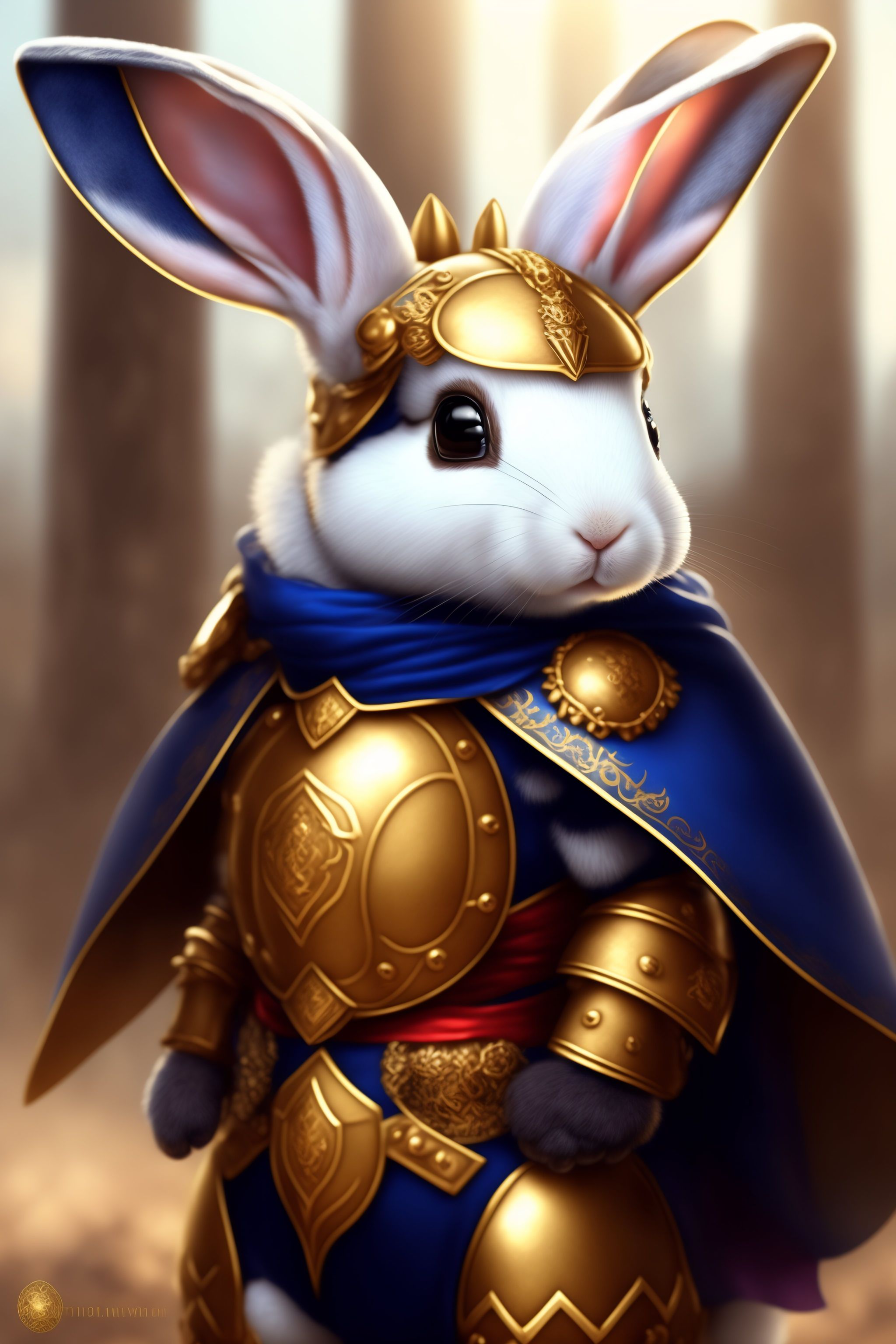 Lexica - Cute bunny, shiny armor, style steampunk, ram-rabbit, 2 small ...