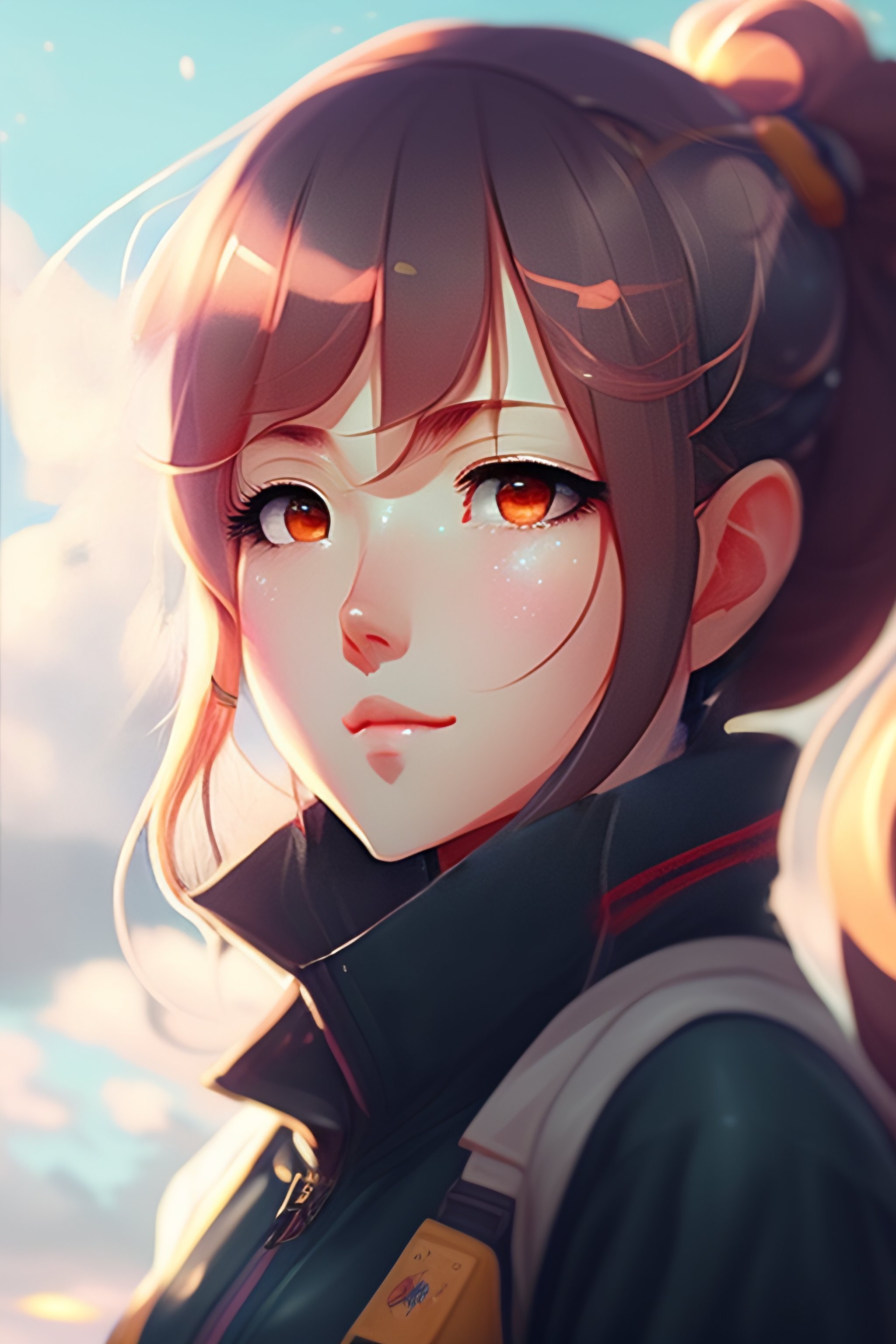 Lexica - Portrait of cute girl, cloudy sky background lush landscape ...