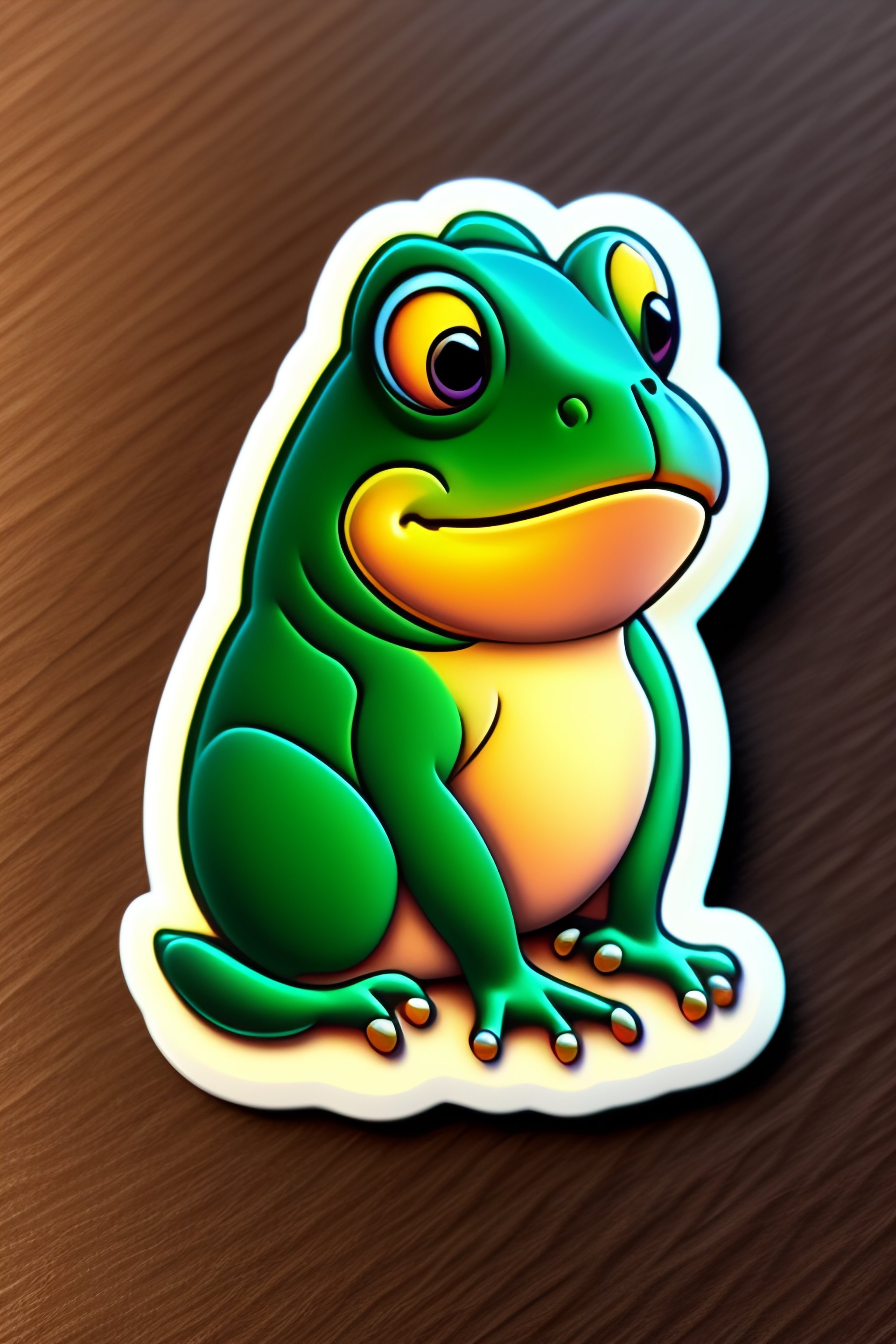 Lexica - A die cut sticker of a cute big frog with big sad eyes in the ...