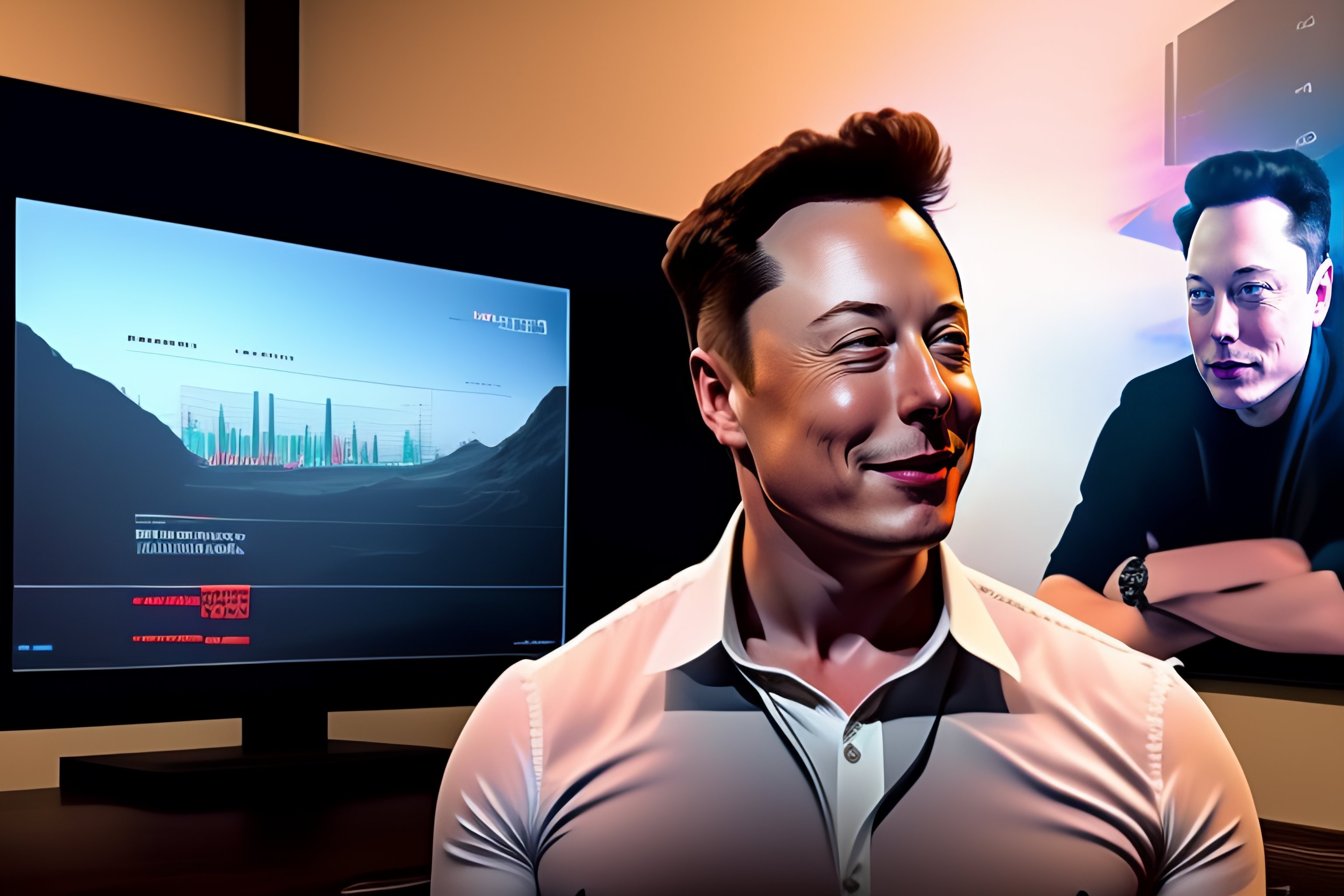 Lexica - Elon Musk watching tesla stock chart on whiteboard collapse ...