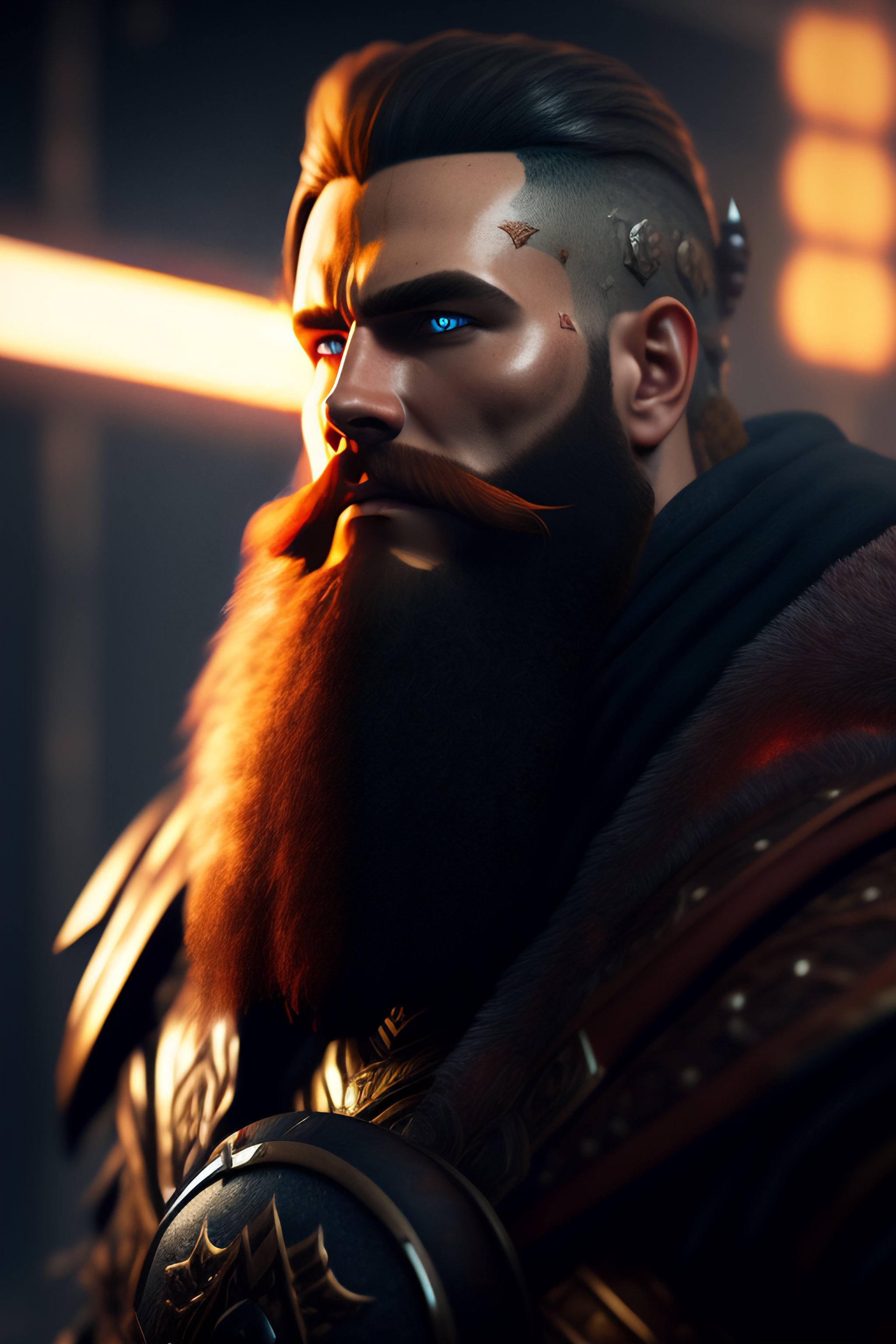 Lexica - Sci-Fi brave viking, scars on his face, with war hammer, with ...