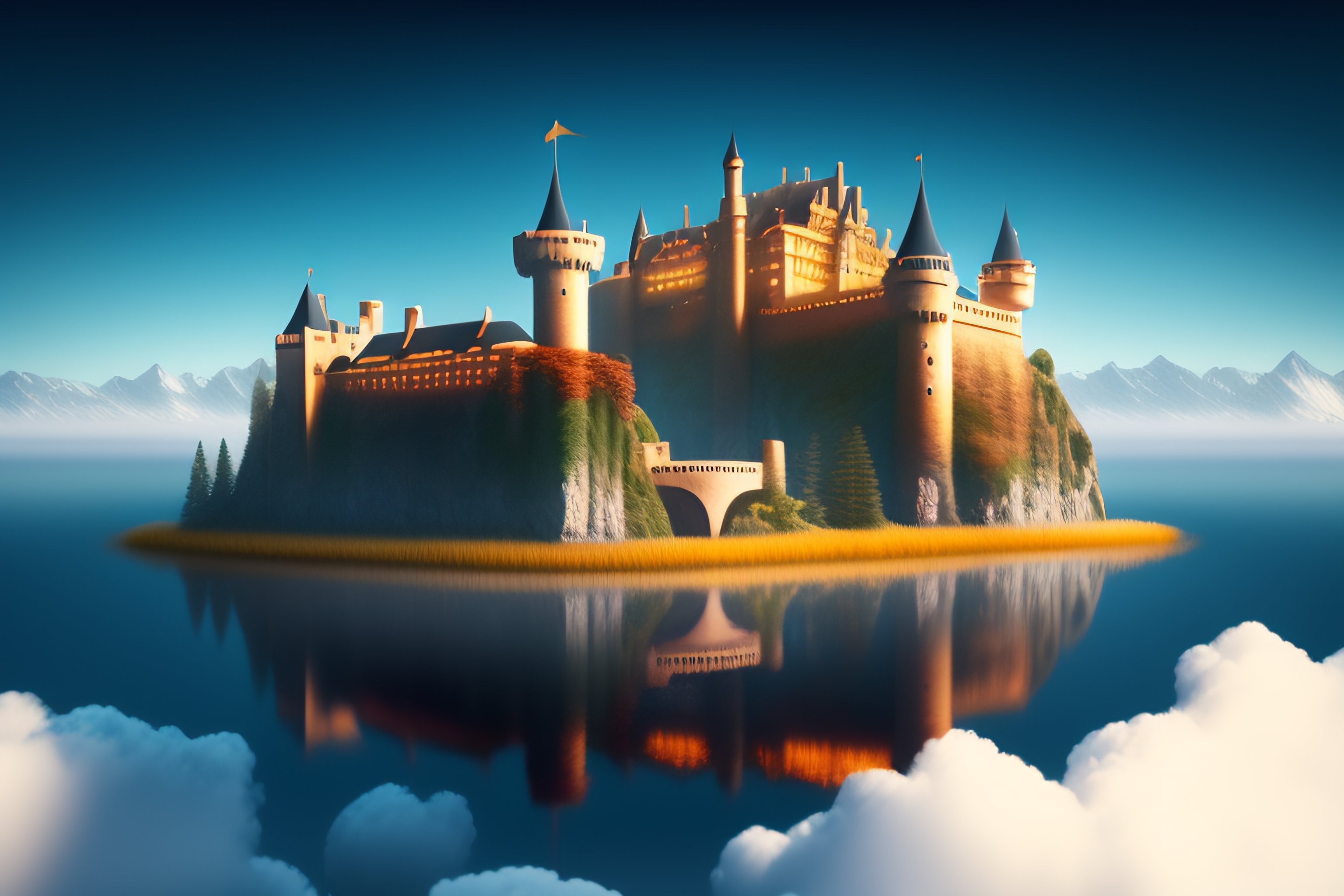 Lexica - A castle literally floating high in the air, detailed