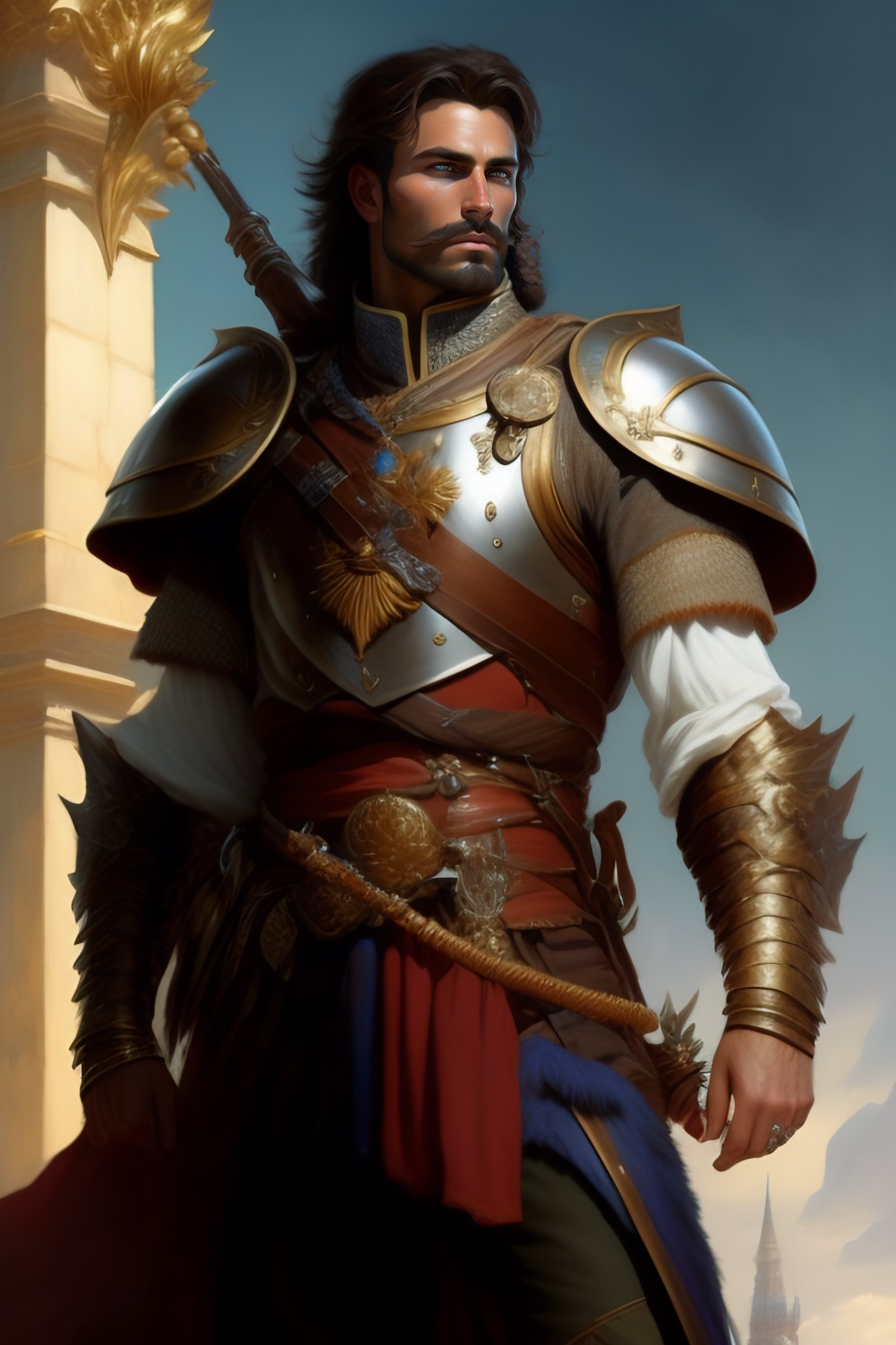 Lexica - Full body picture of a male france warrior short length brown ...