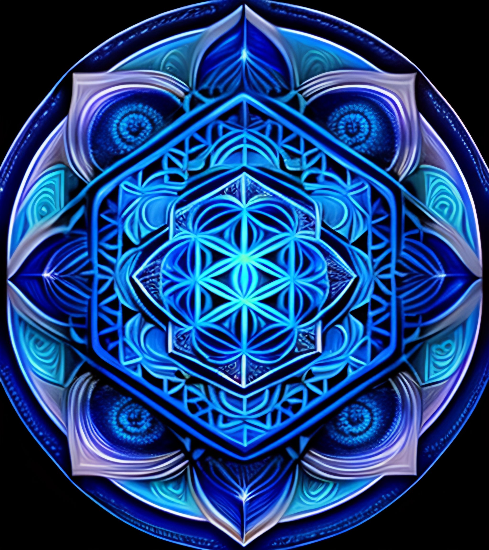 Lexica - 2d blue avatar humanoid drawing psychedelic, 2d flat, mandala ...