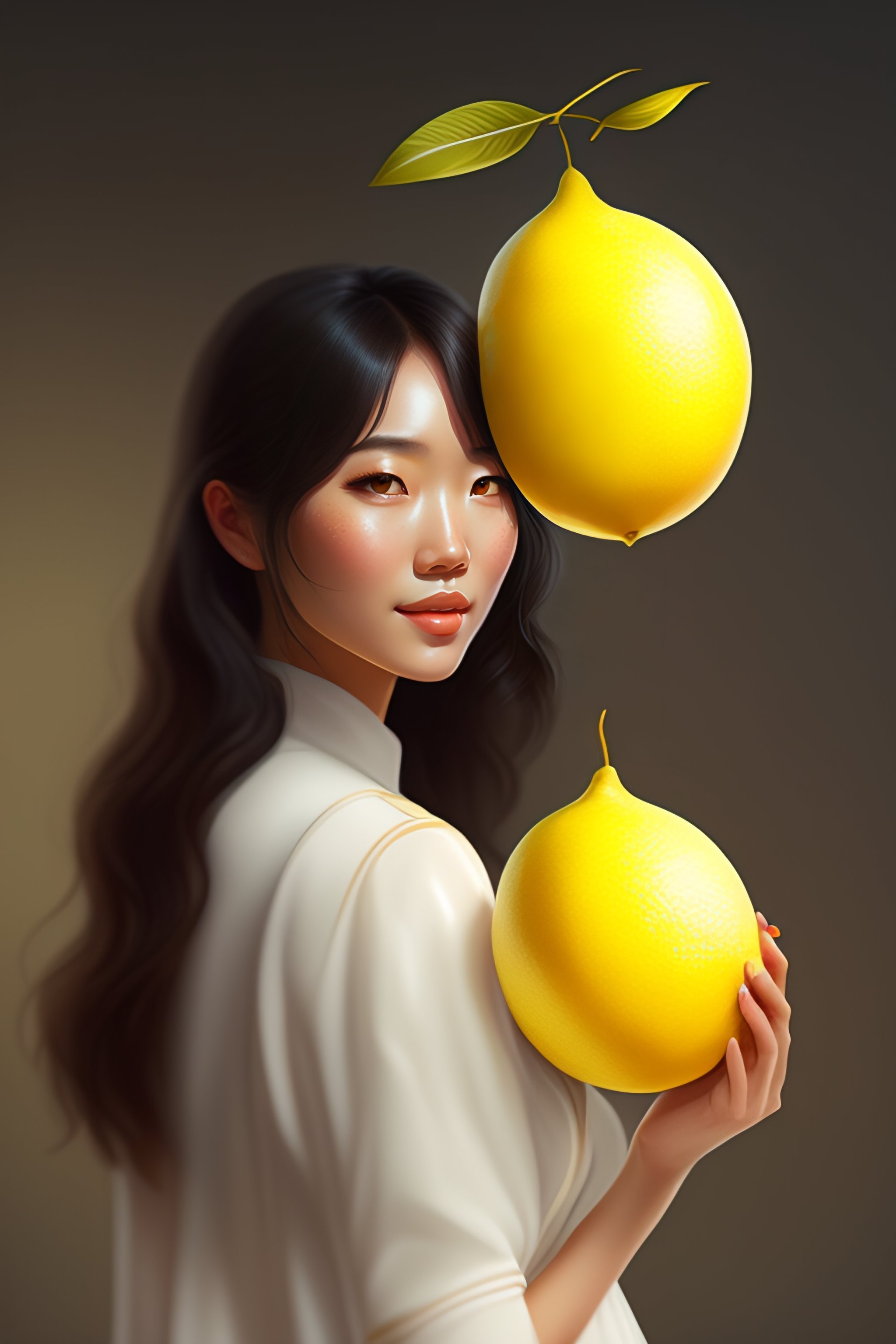 Lexica - Yui aragaki holding a small lemon, lemons everywhere, highly detailed, digital painting ...