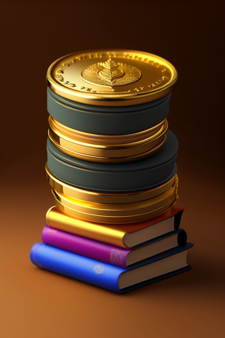 Lexica - A stack of gold coins with a book on top, symbolizing the ...