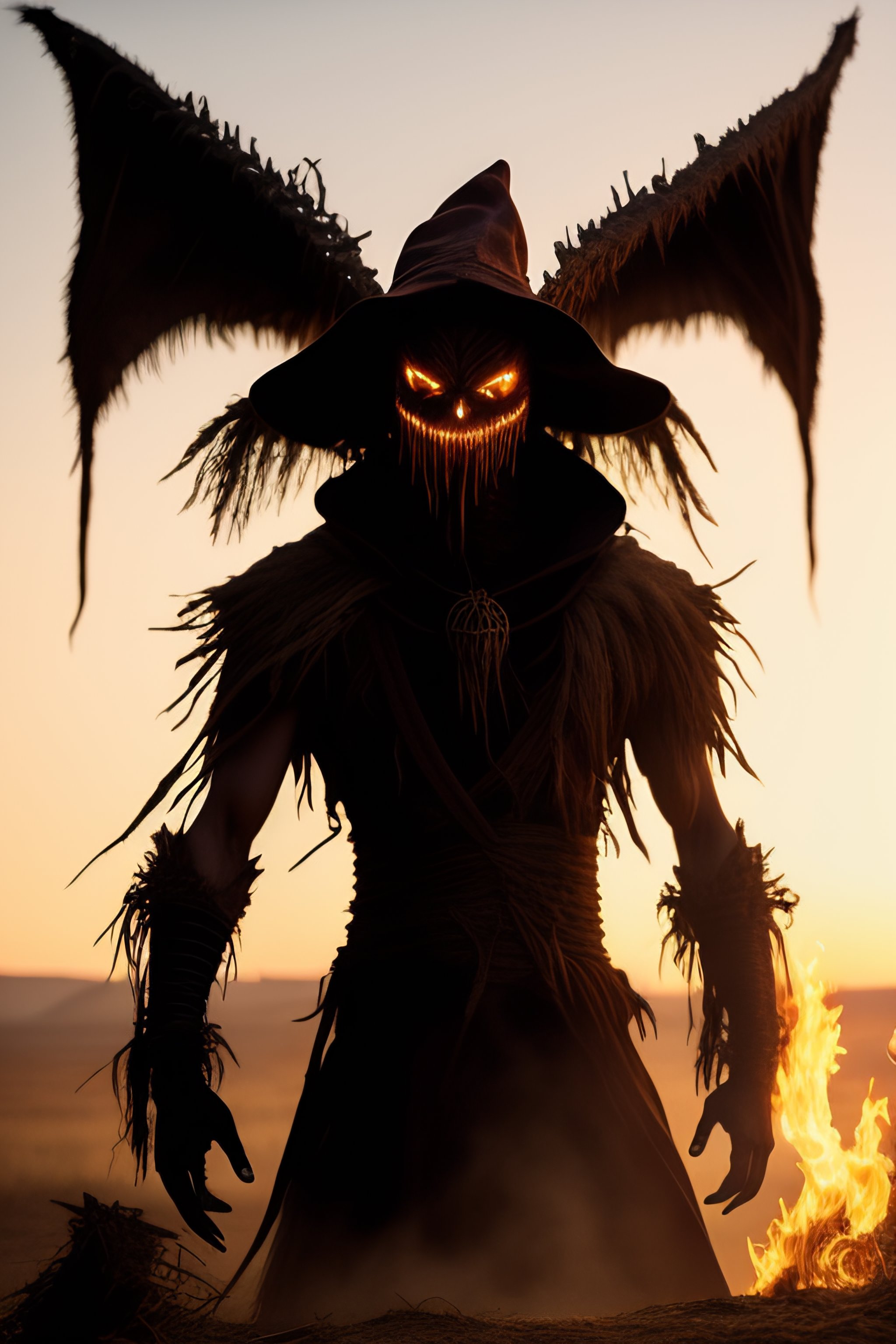 Lexica - Demonic-evil-scarecrow-straw-rags-twisted-leering-face-wood ...