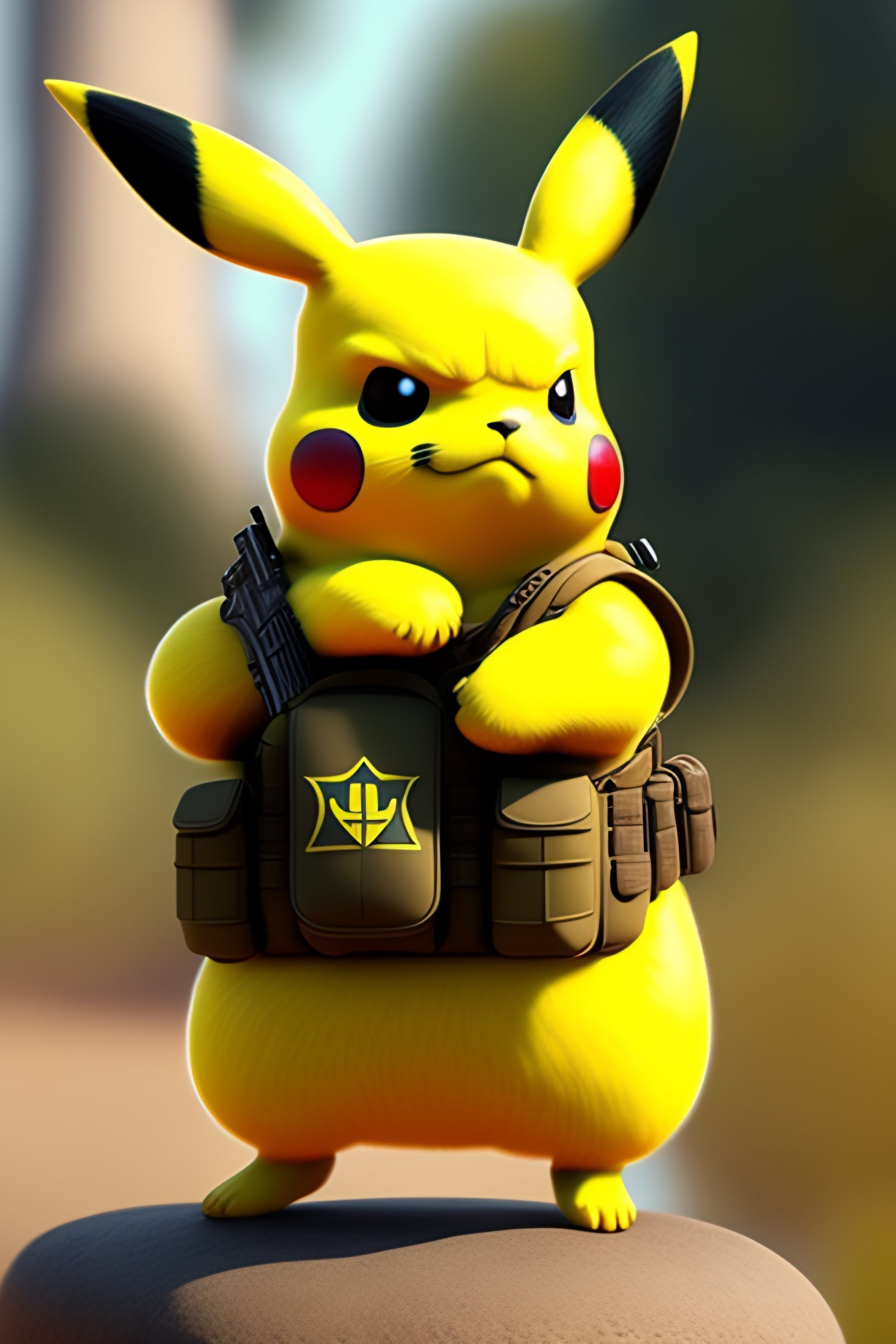 Lexica - Masterpiece, Pikachu, wearing tactical armor, ukraine patches ...