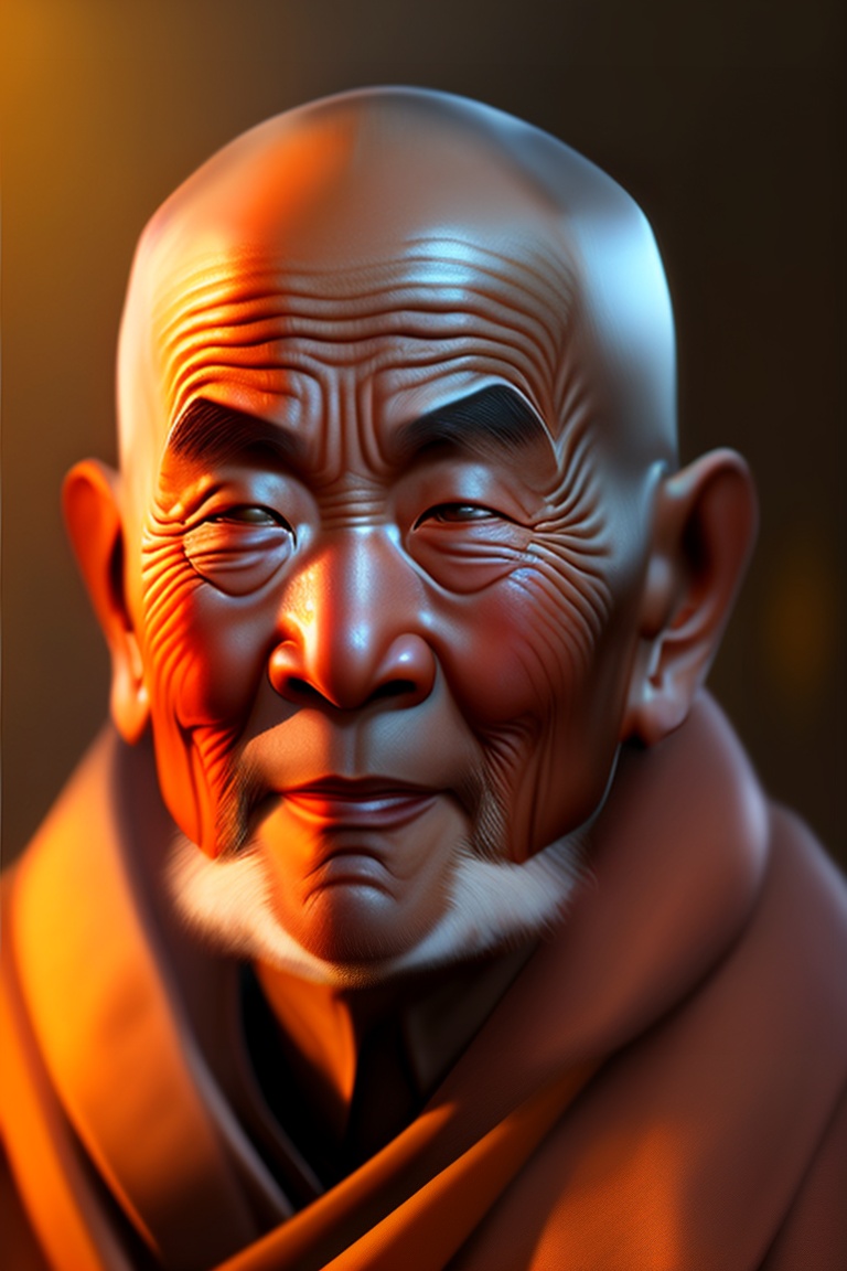 Lexica - An ultrarealistic image of a buddhist monk, old, wrinkles on ...