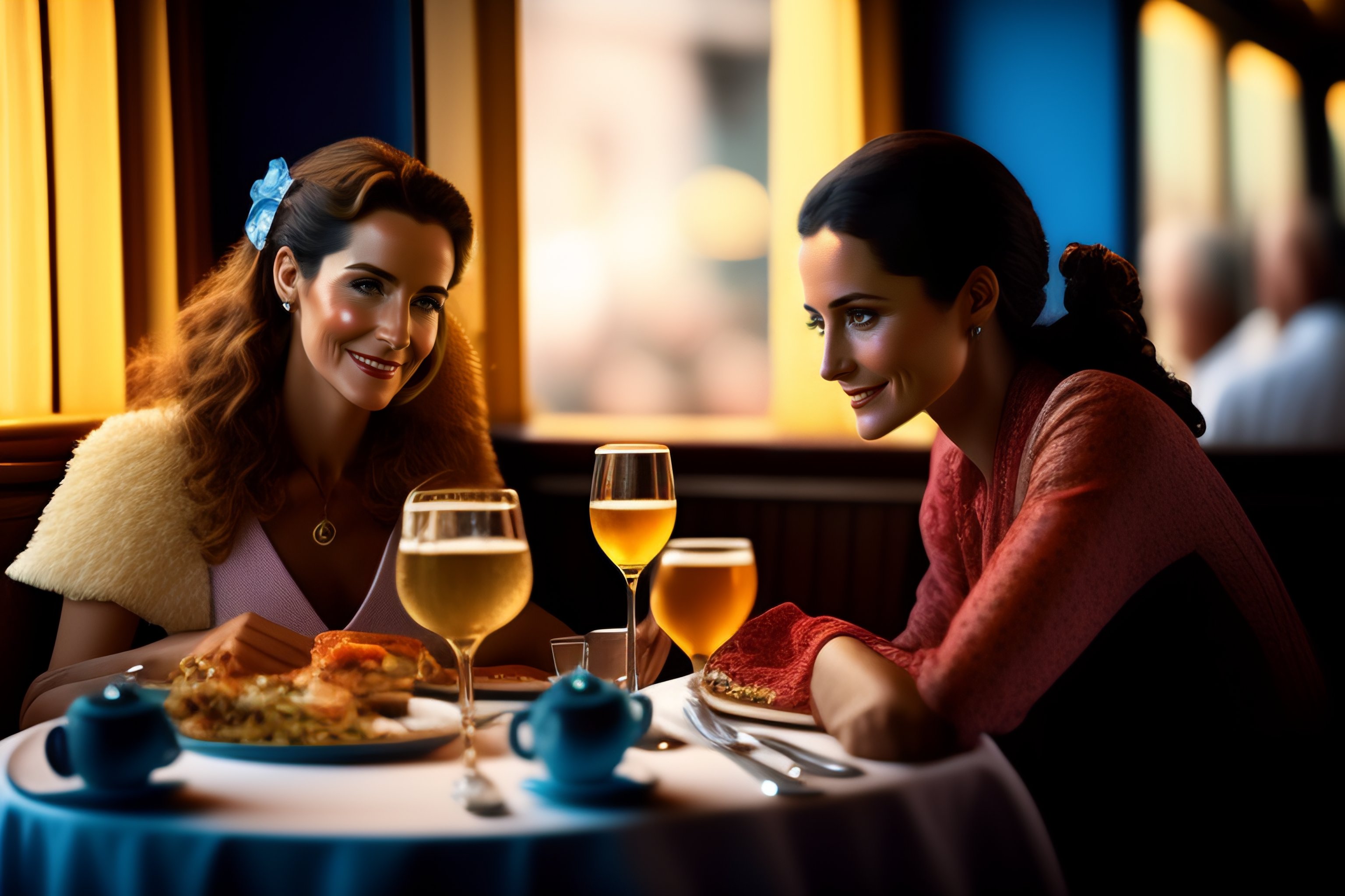 Lexica - Clara Campoamor and Victoria Kent dining in a restaurant ...