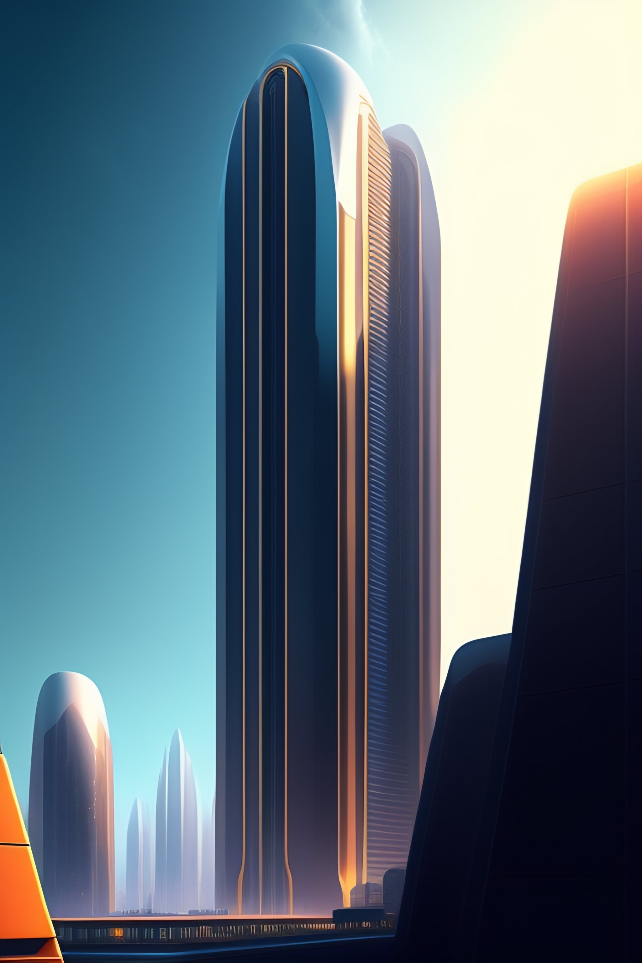 Lexica - Tall, futuristic buildings with bold design and clean lines ...